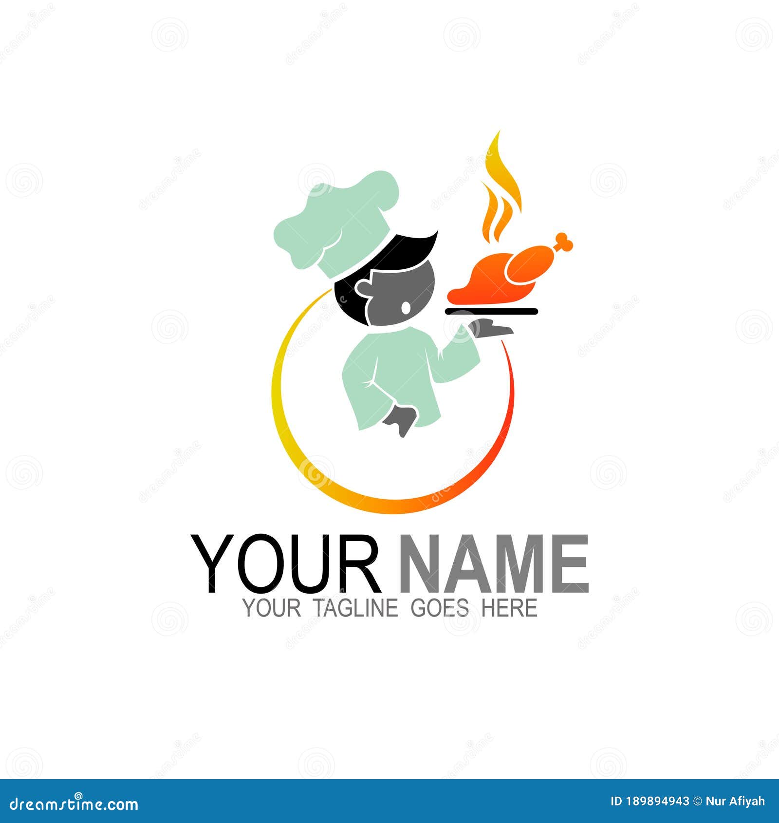 Chef Logo and Restaurant Icon, Grilled Chicken Dishes Logo Stock Vector ...