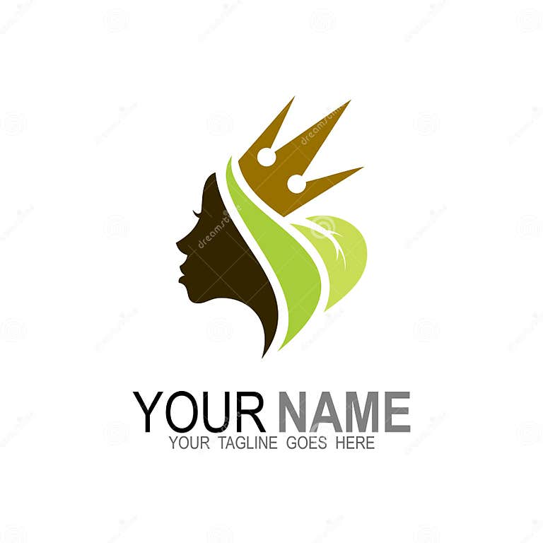Women Wearing Crown, Queen Logo Design Illustration Stock Vector ...