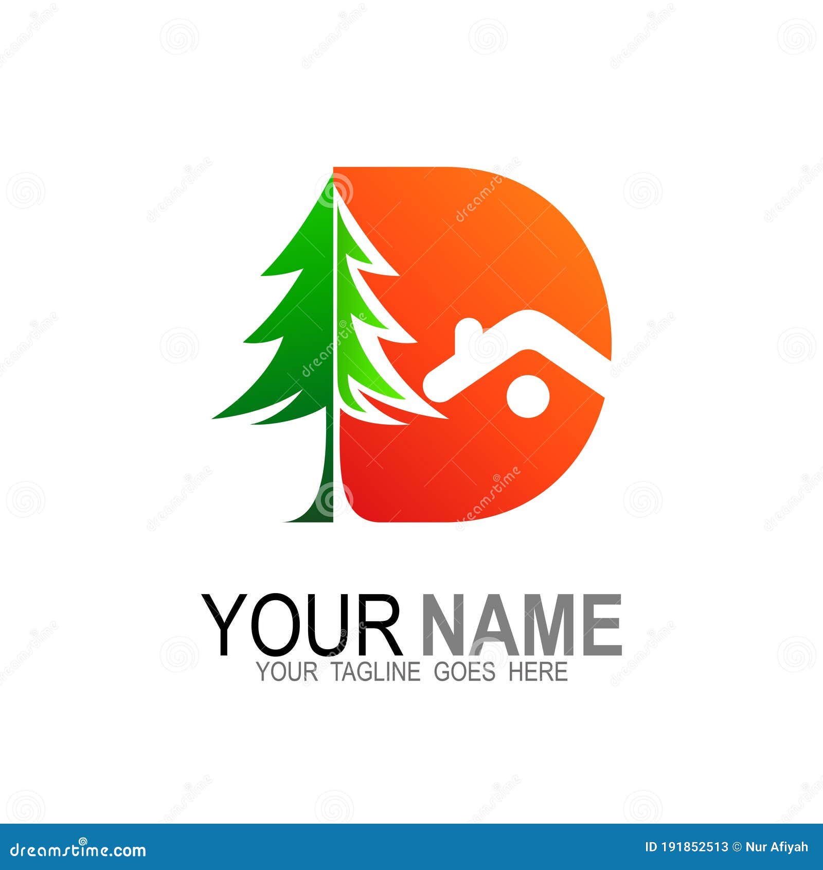 Tree and Letter D Logo Design Template Stock Vector - Illustration of ...