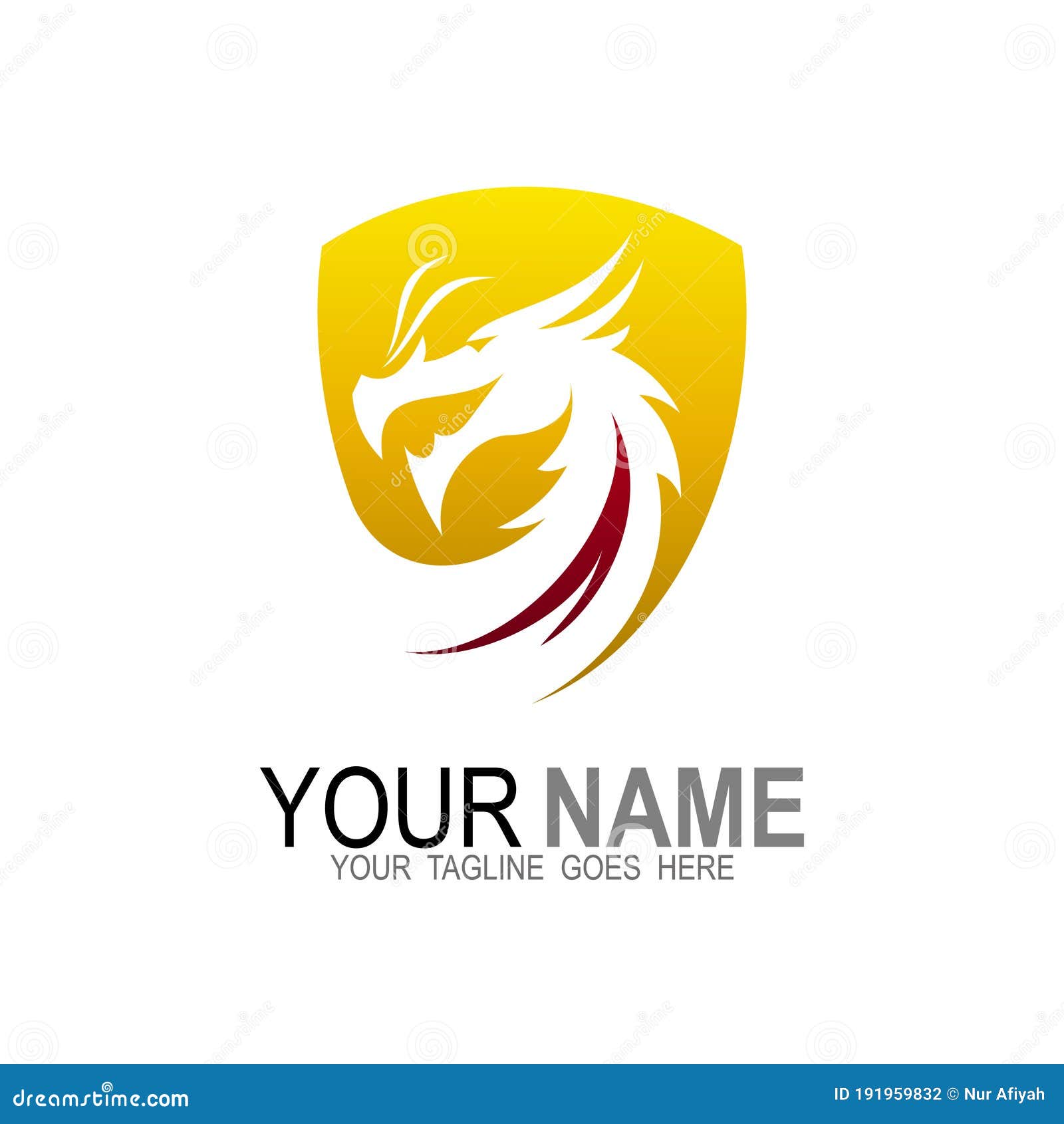 Dragon Logo and Gold Shield, Security Icon Stock Vector - Illustration ...