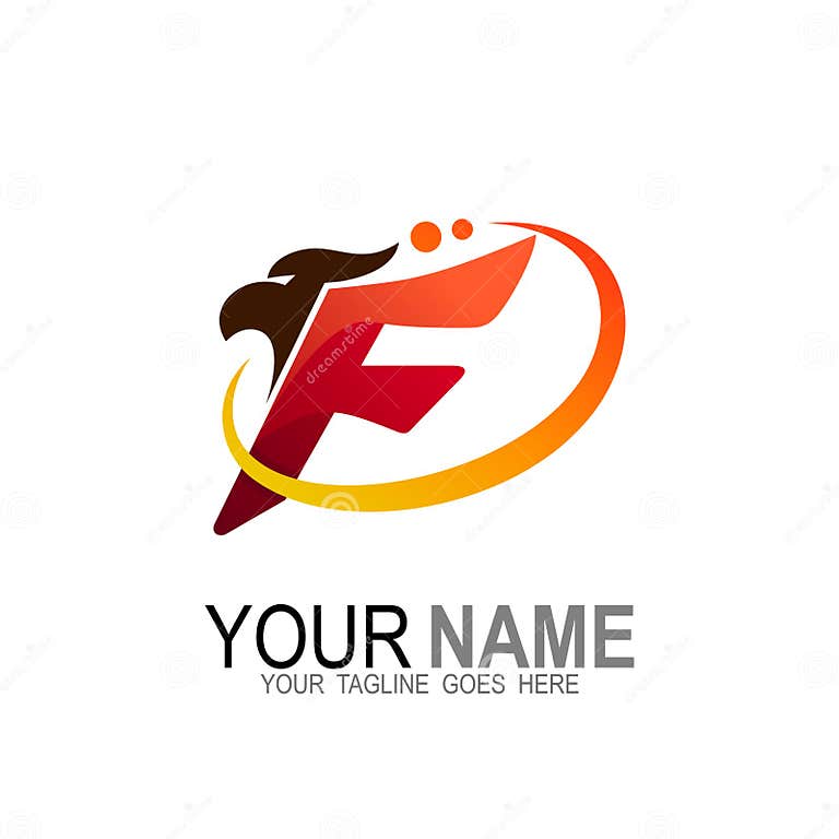 F Letter Logo and Eagle Head, Falcon Icon Stock Vector - Illustration ...