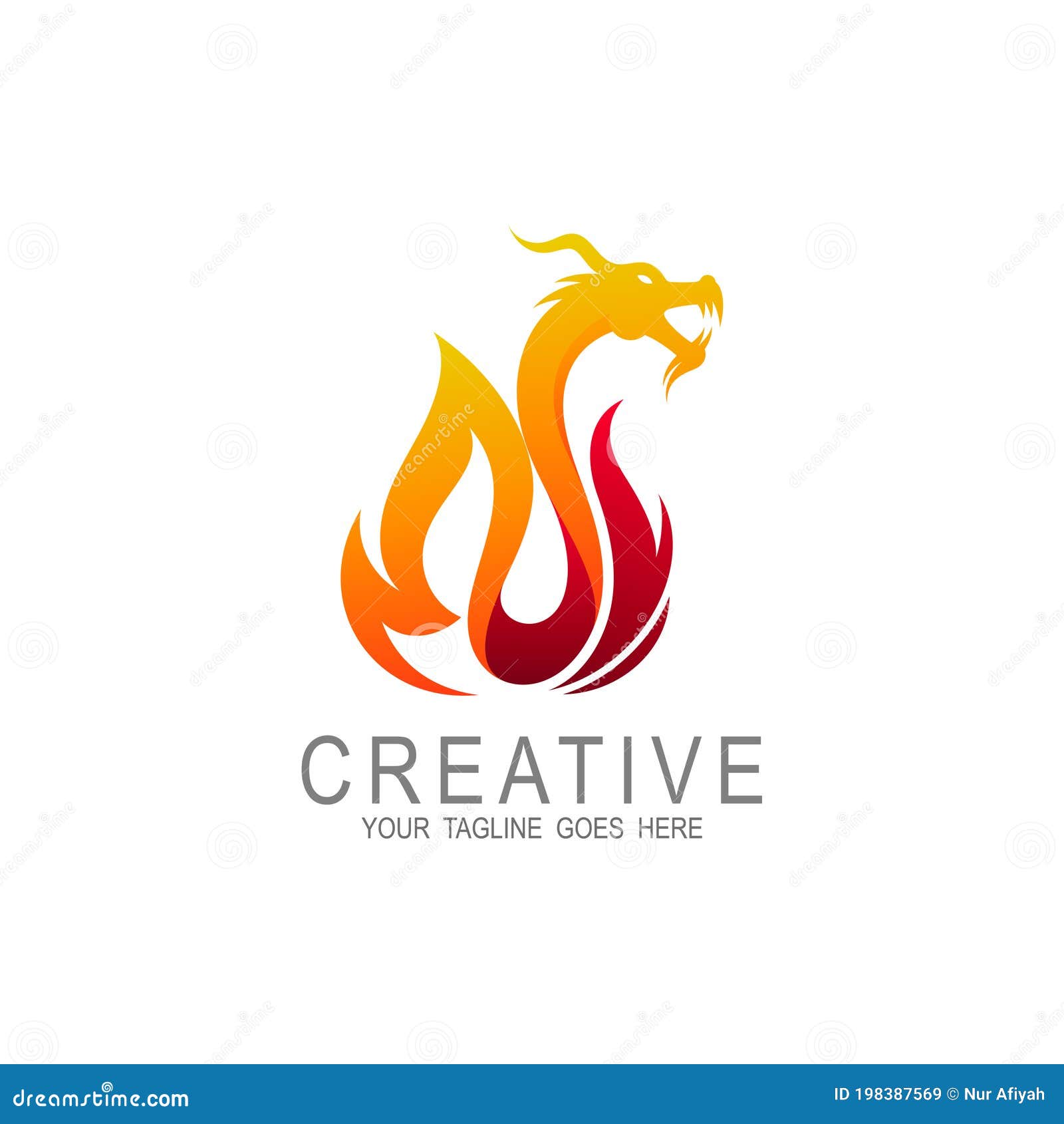 Dragon Fire Flame Logo Design Vector Template Negative Space Style ...