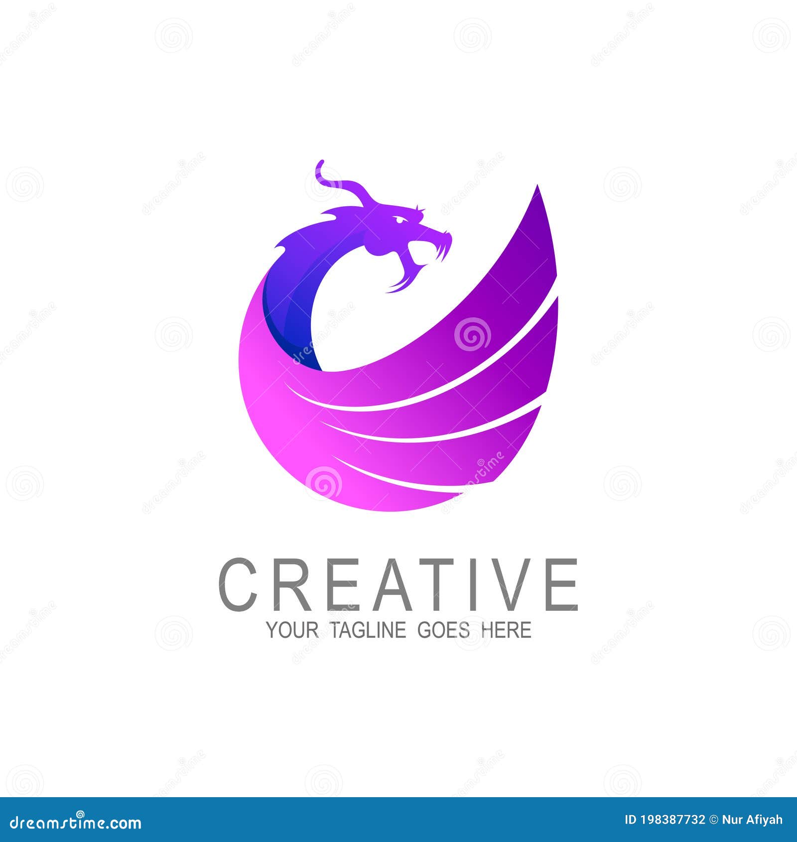Dragon Wing Logo Design Vector Template, in 3d Style Stock Vector ...