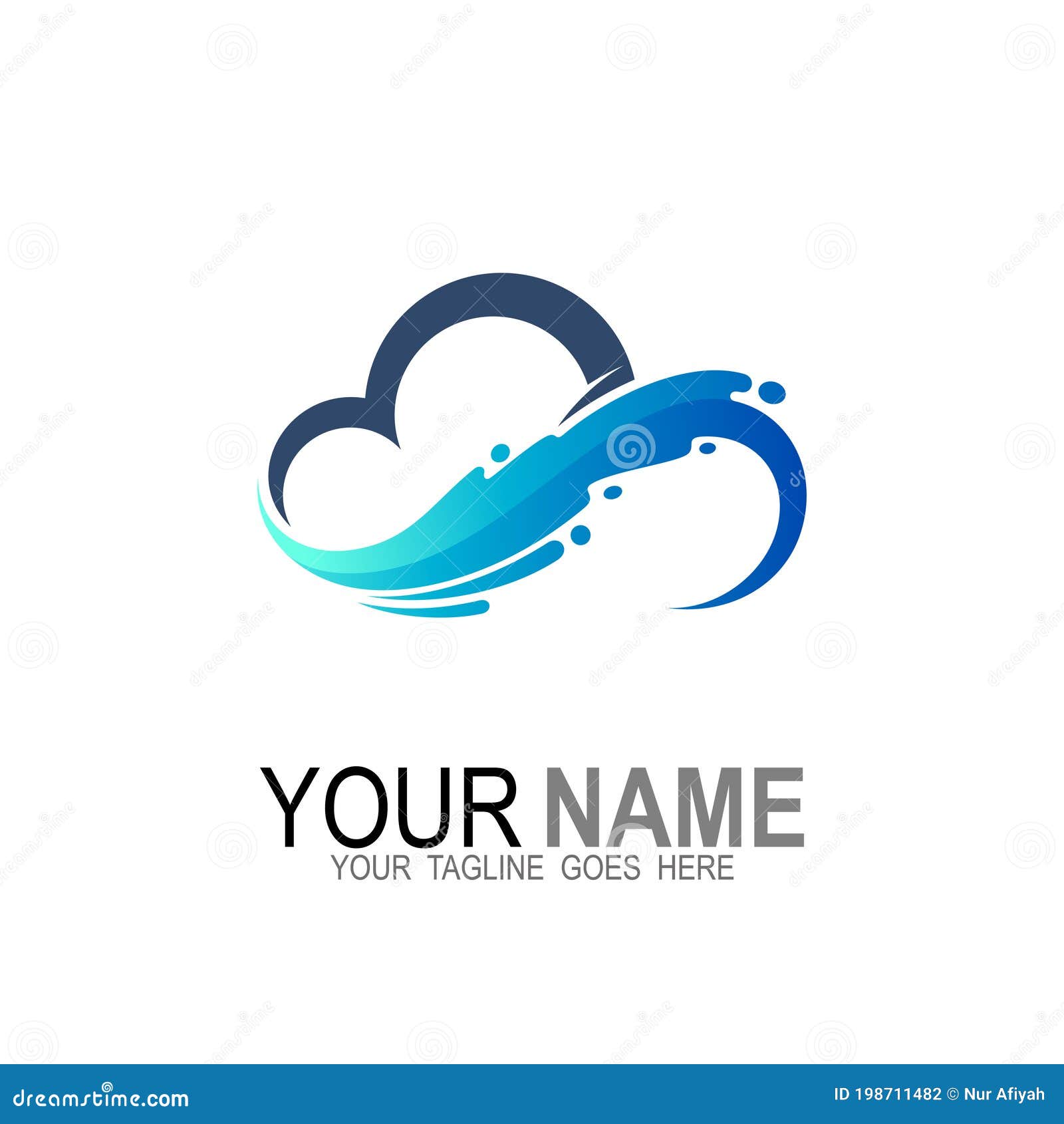 Cloud Logo with Line Design Vector, Water Wave and Cloud Stock Vector ...