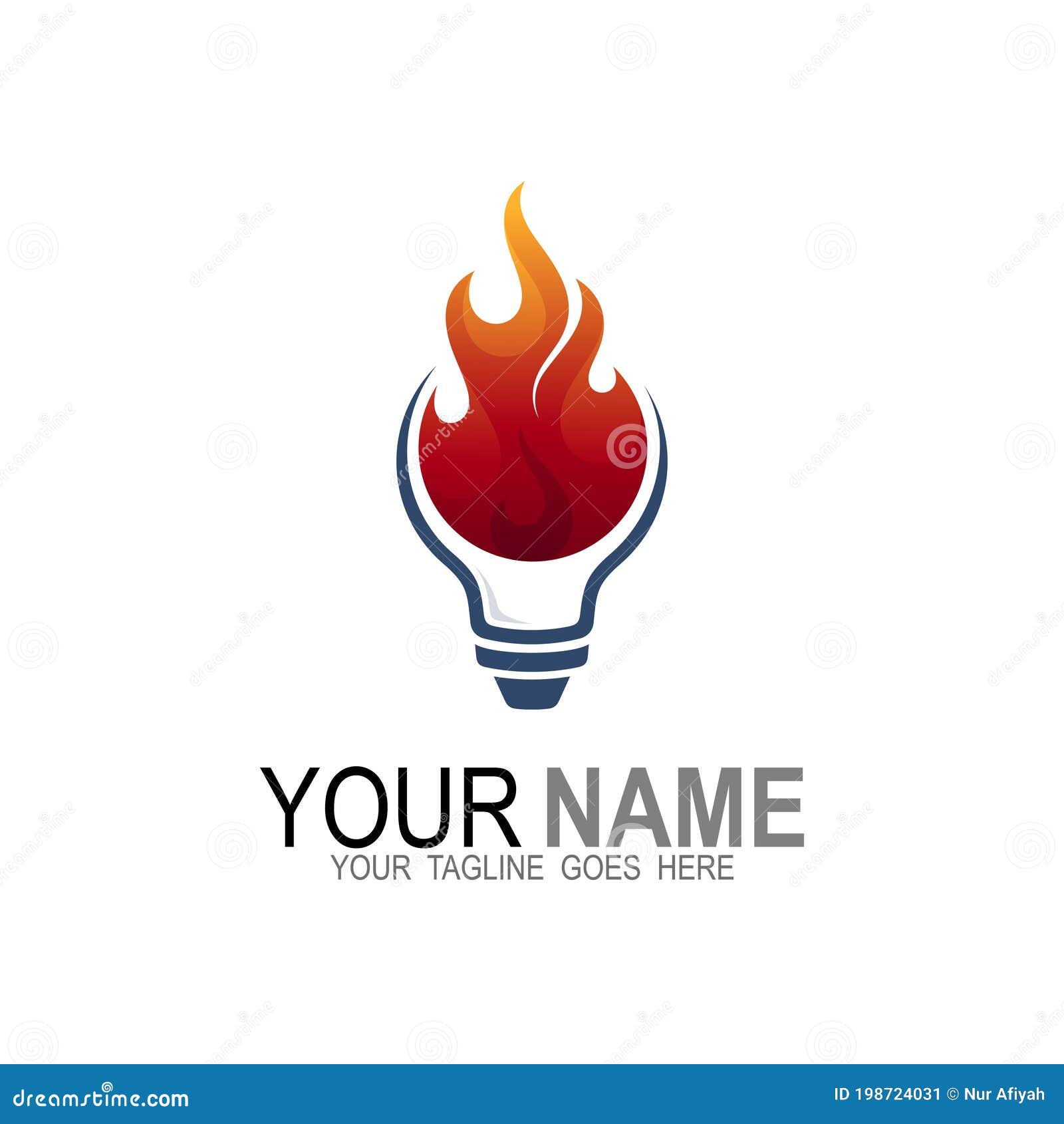 Light Bulb Logo and Combination of Fire Designs, Flame Illustration ...
