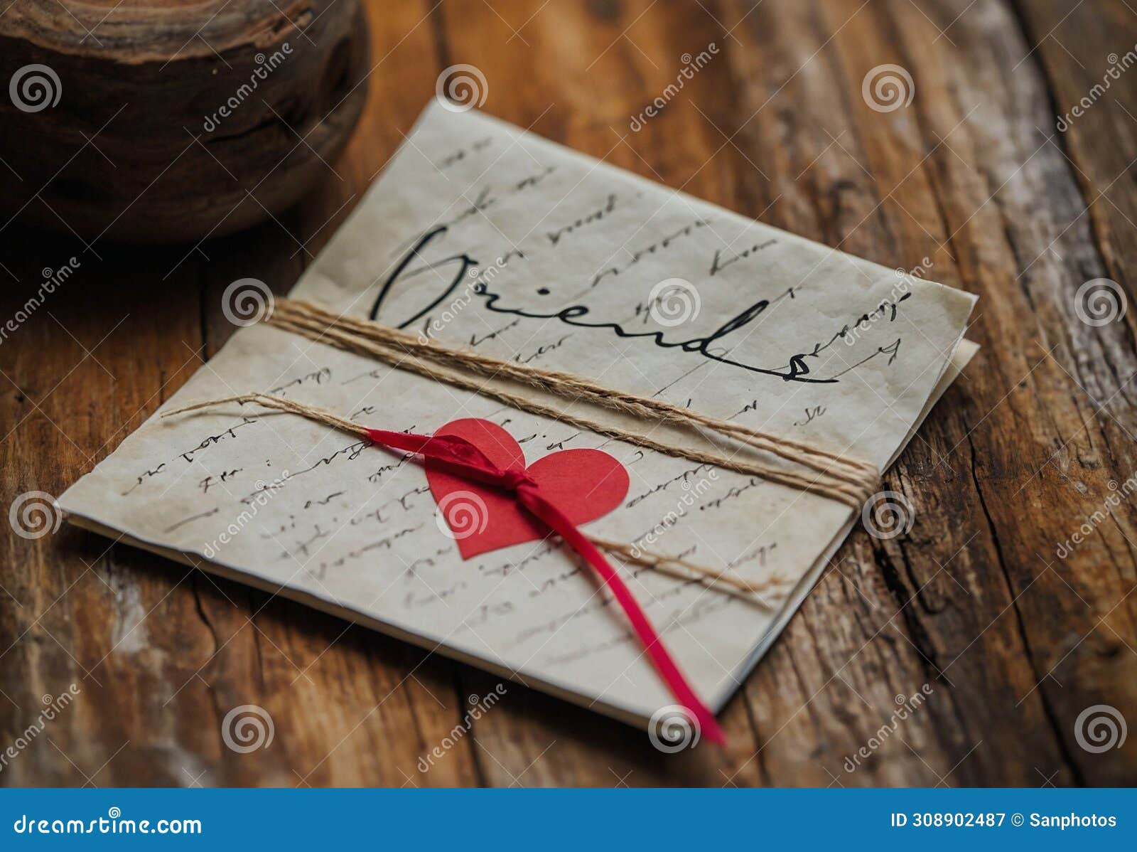 Heartfelt Friendship: Letter with Red Paper Heart Stock Illustration ...