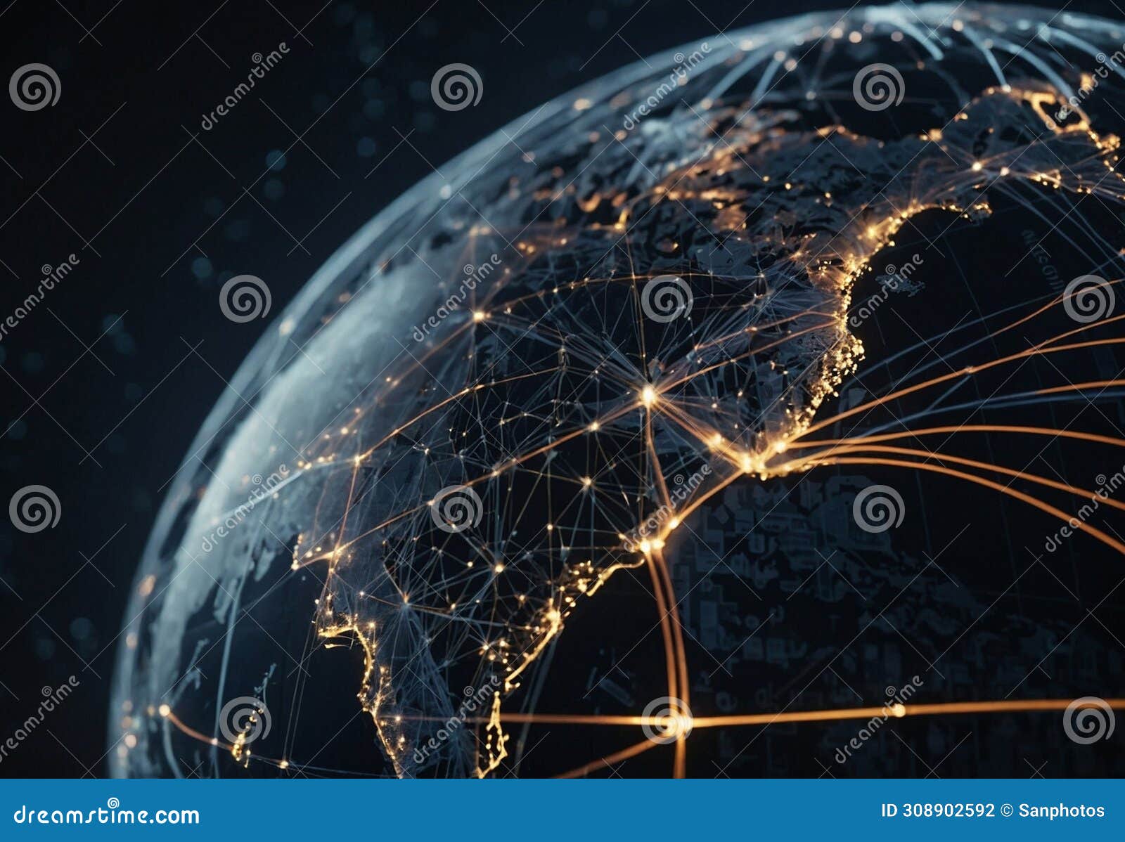 Global Connectivity: Earth Connected with Glowing Lines Stock ...