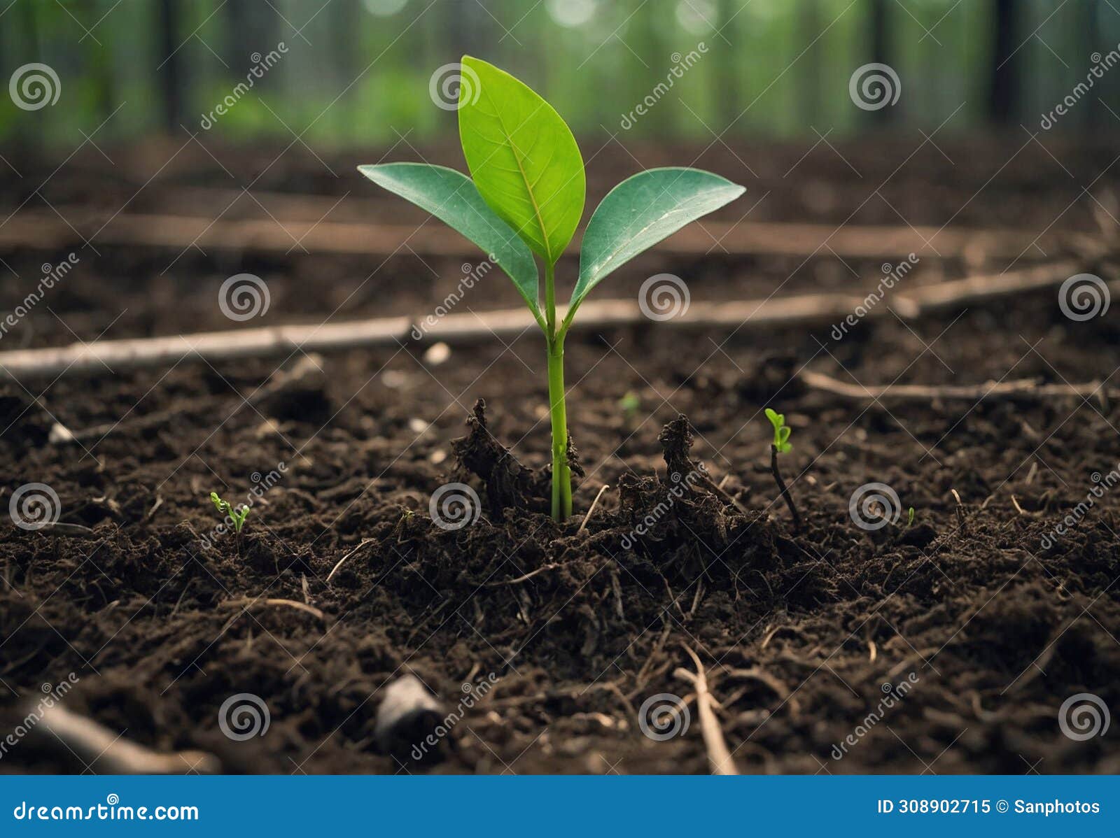 Symbol of Renewal: Sapling Amidst Barren Forest Stock Image - Image of ...