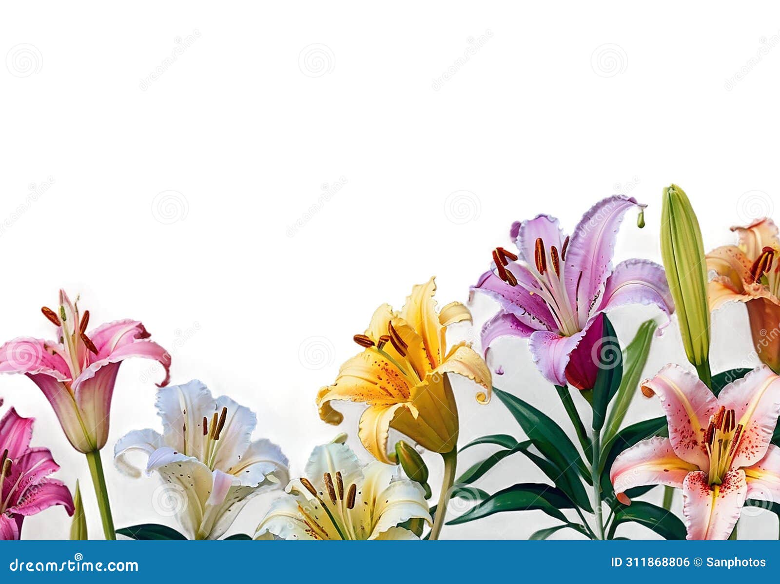 Vibrant Lily Flower Frame on Transparent Background Stock Photo ...