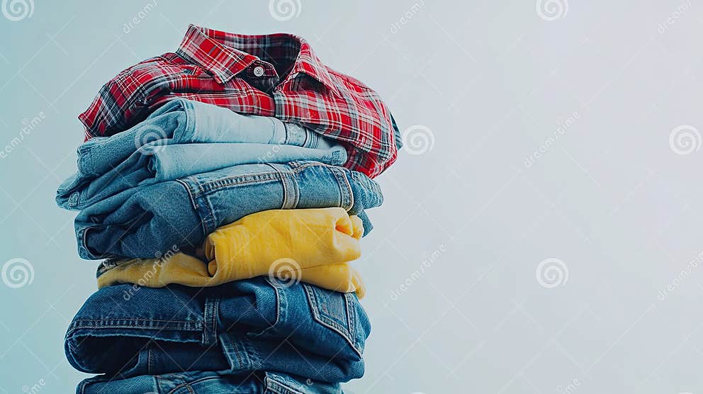 Stack of Folded Clothes stock illustration. Illustration of tidy ...