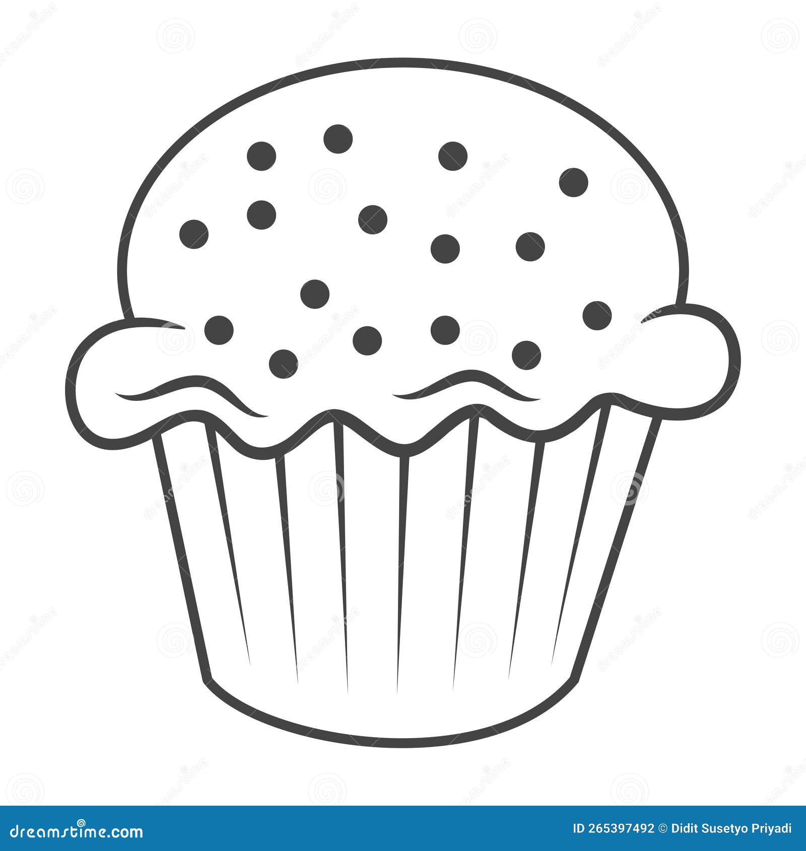 Cupcake Vector Outline Illustration Stock Vector - Illustration of menu ...