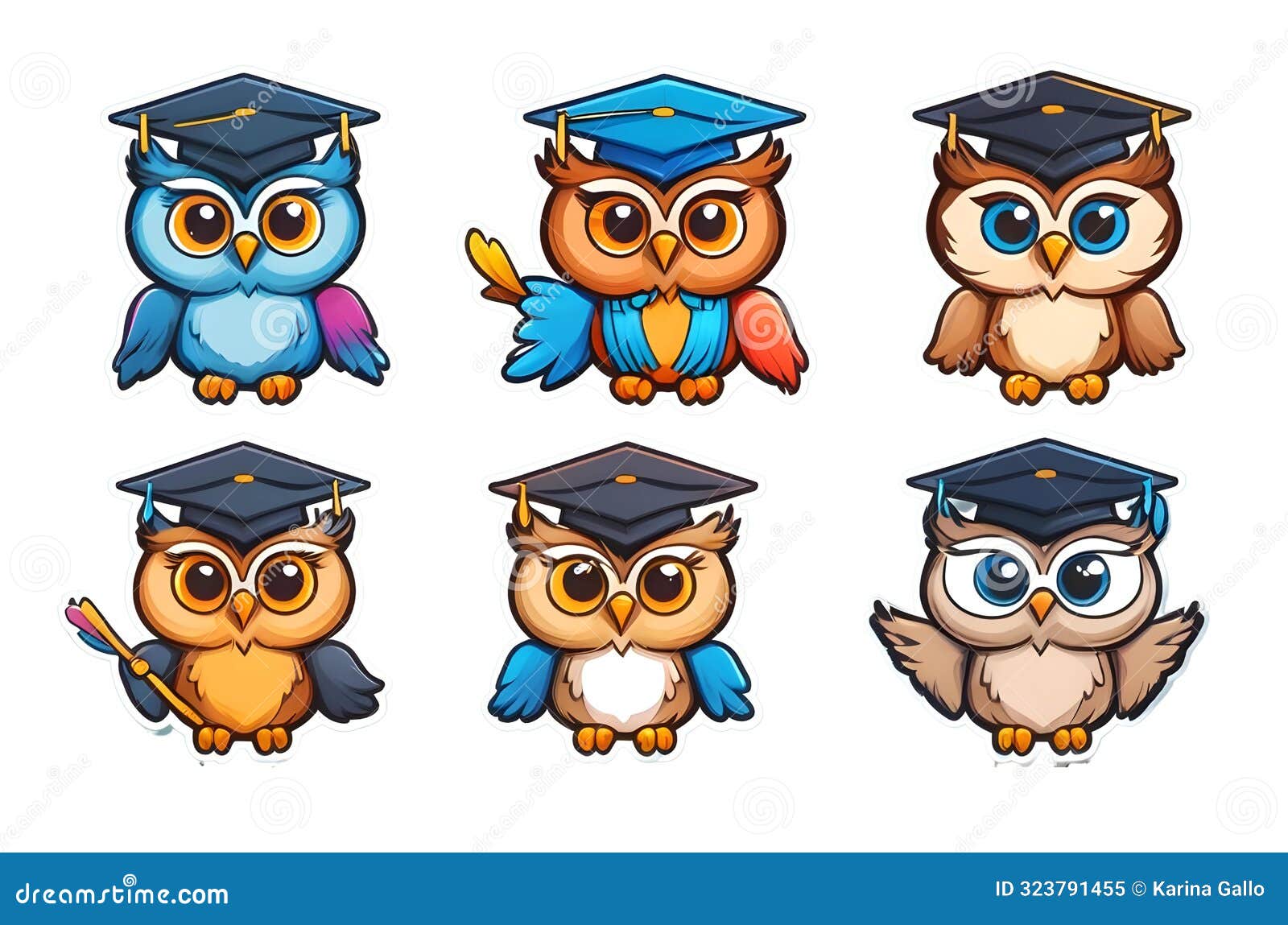 Graduation Owls Set stock image. Illustration of charming - 323791455