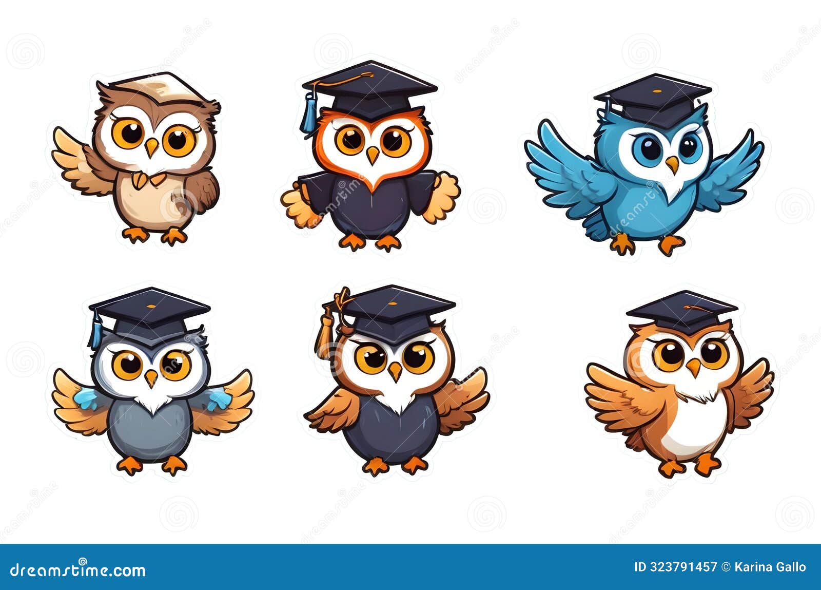 Graduation Owls Collection stock illustration. Illustration of novelty ...
