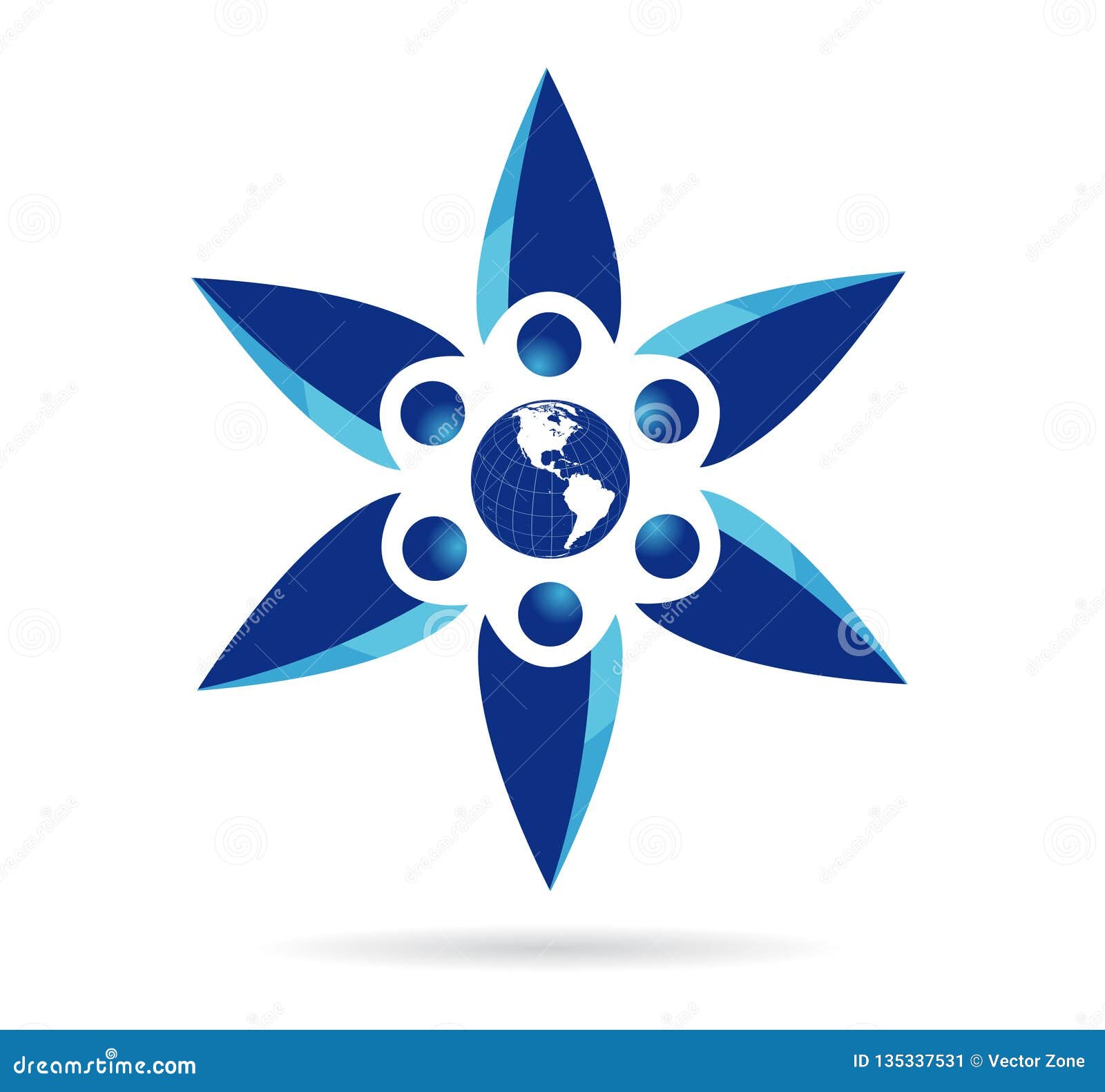 Teamwork People Together Around the Globe Unity Vector Logo. Globe ...
