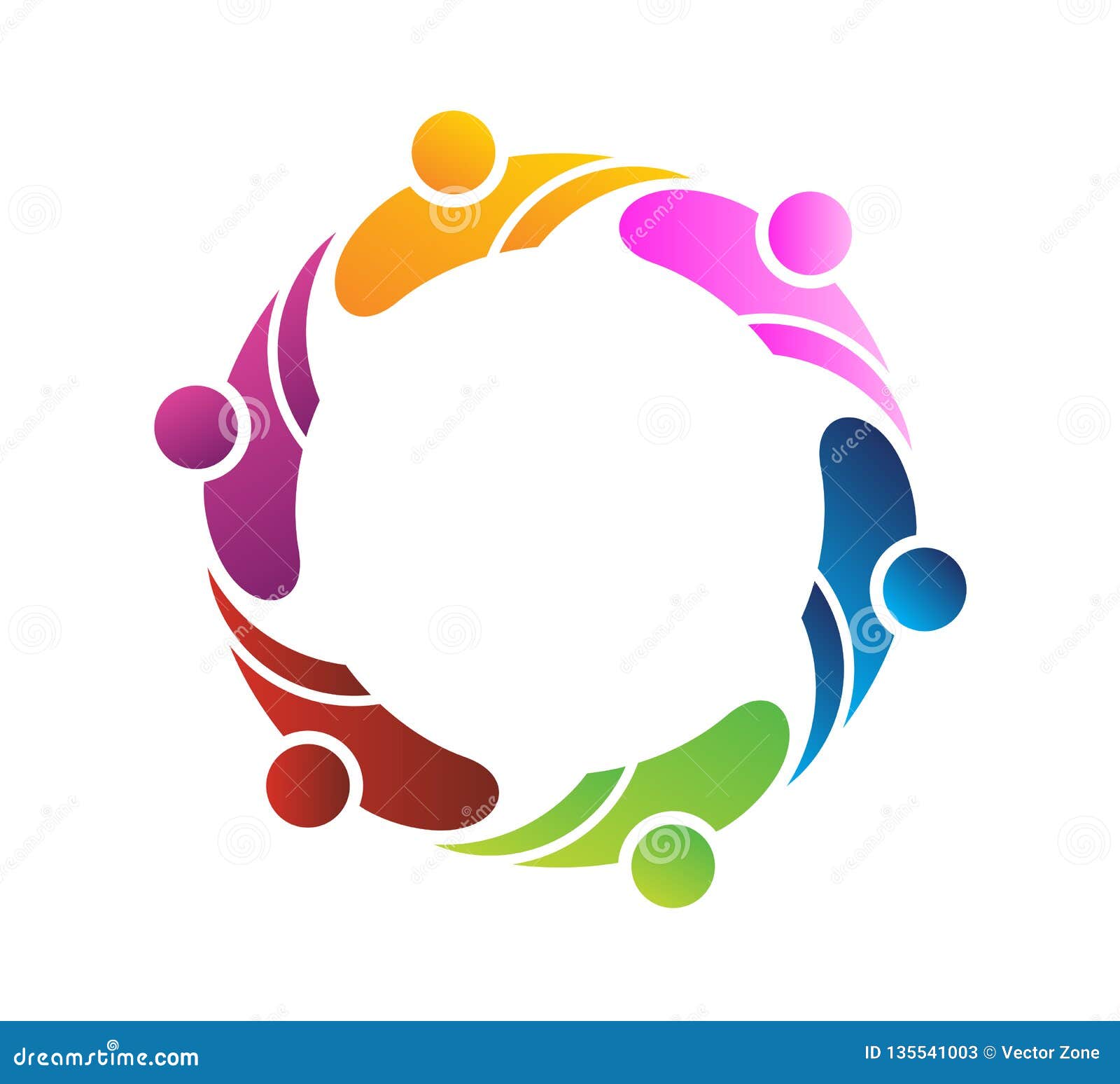 Teamwork Logo People Together Around Circle Shape. Stock Vector ...
