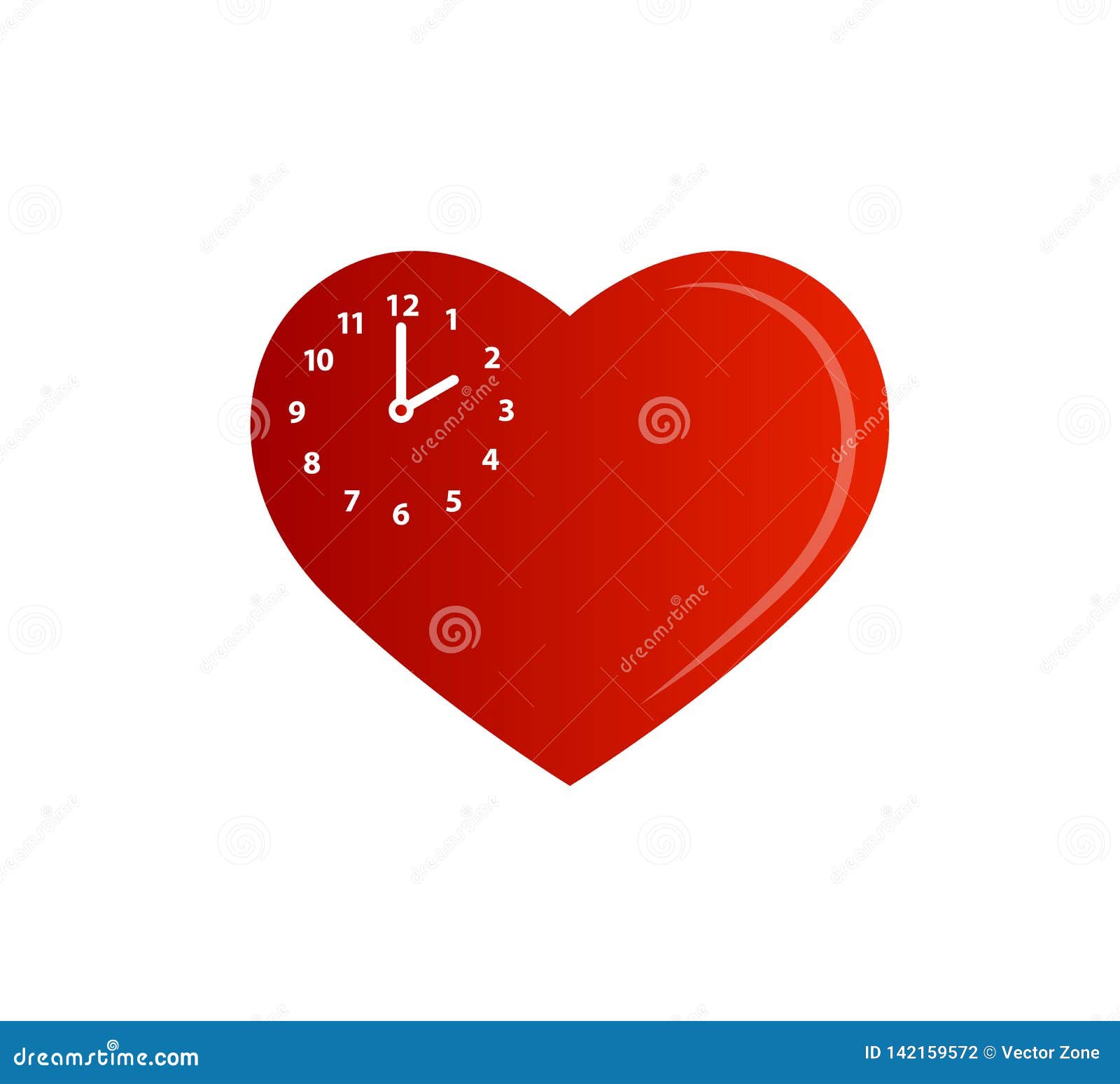 Heart Shape Clock Icon , Time Vector Clock Illustration, Time Symbol ...