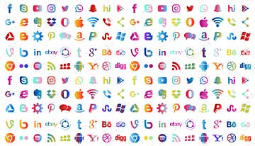 Set of Popular Social Media Logos Icons in Different Colors Instagram ...