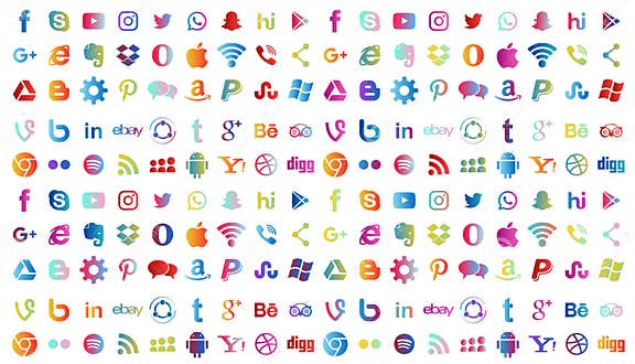 Set of Popular Social Media Logos Icons in Different Colors Instagram ...
