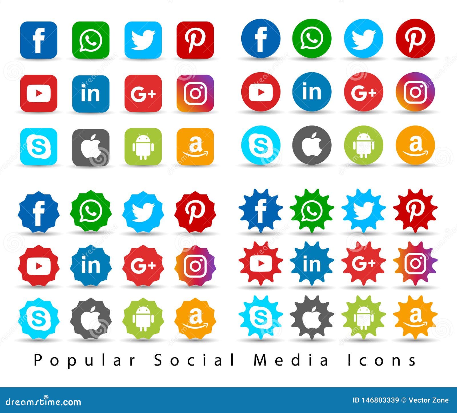 Popular Social Media Icons. Editorial Stock Image - Illustration of ...