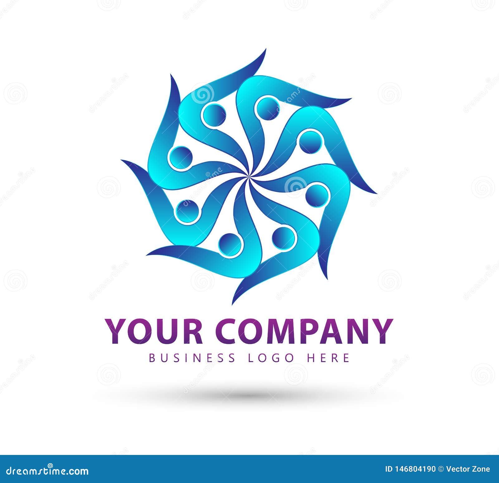 Blue People Group Team New Trendy Icon, Logo. Stock Vector ...