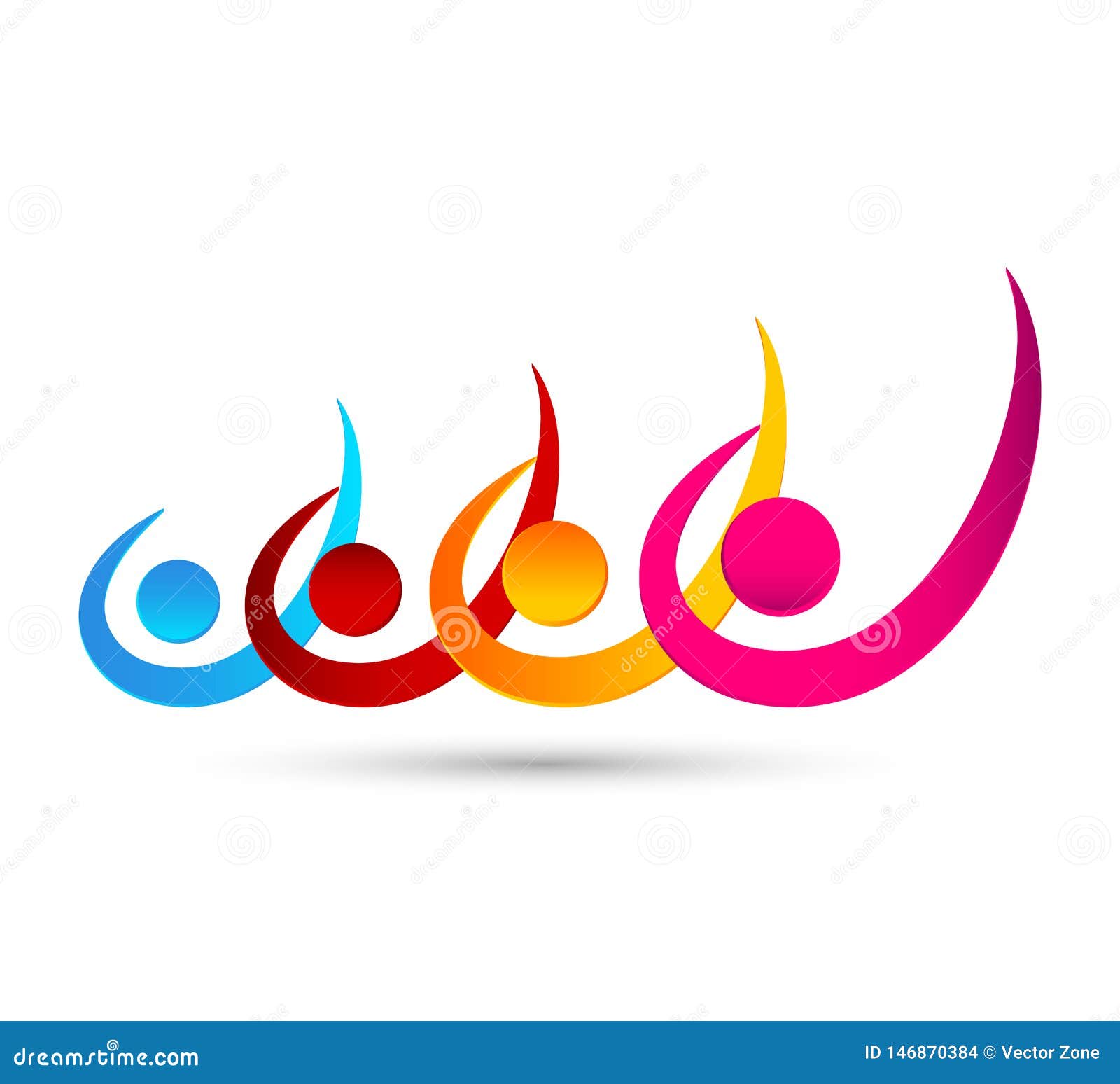 Colorful People Four Group Team New Trendy Icon, Logo. Stock Vector ...