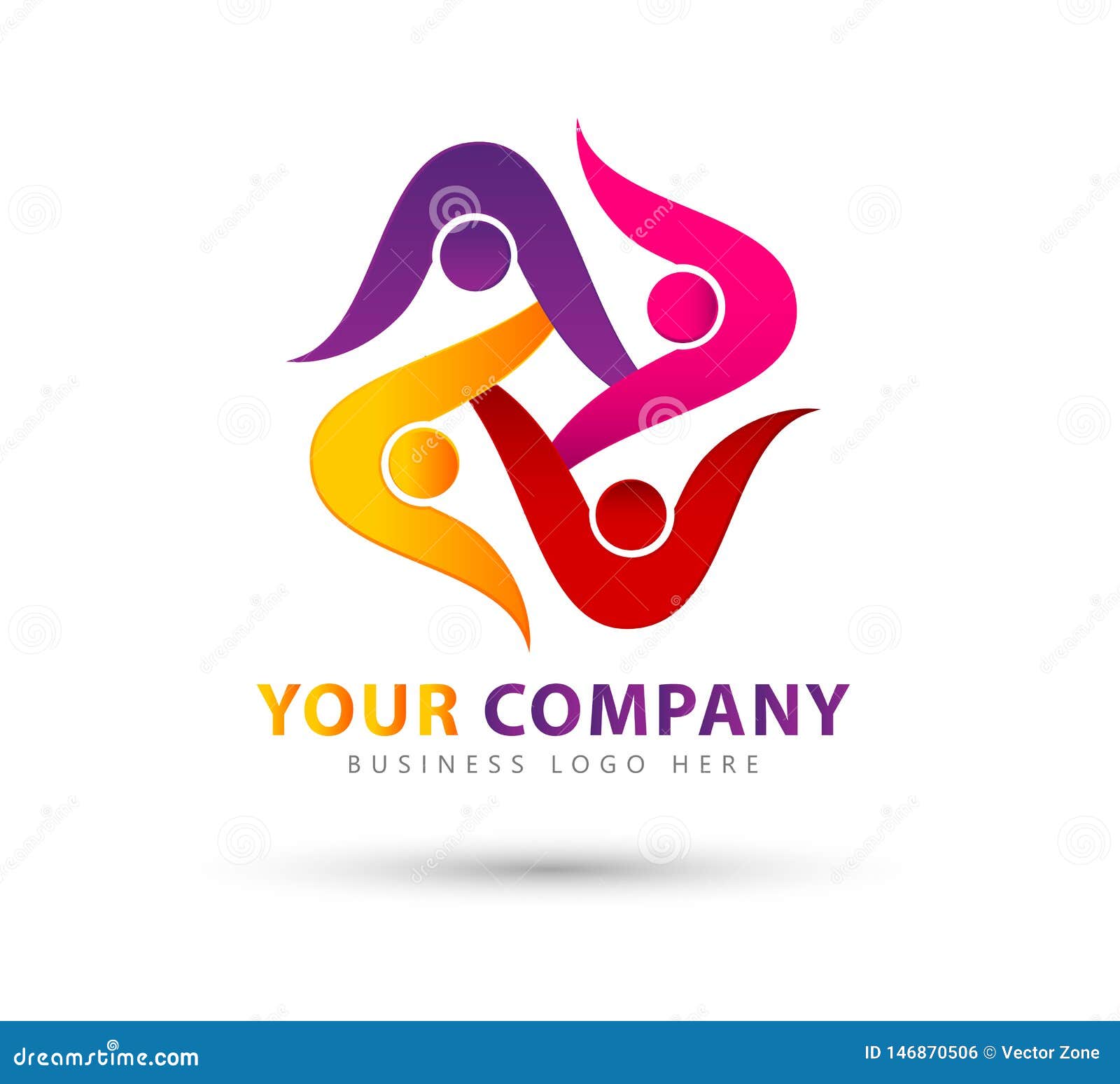 Colorful People Four Group Team New Trendy Icon, Logo. Stock Vector ...