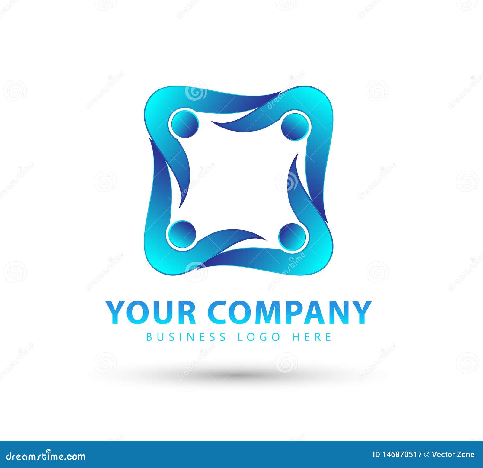 Blue People Four Group Team New Trendy Icon, Logo. Stock Vector ...