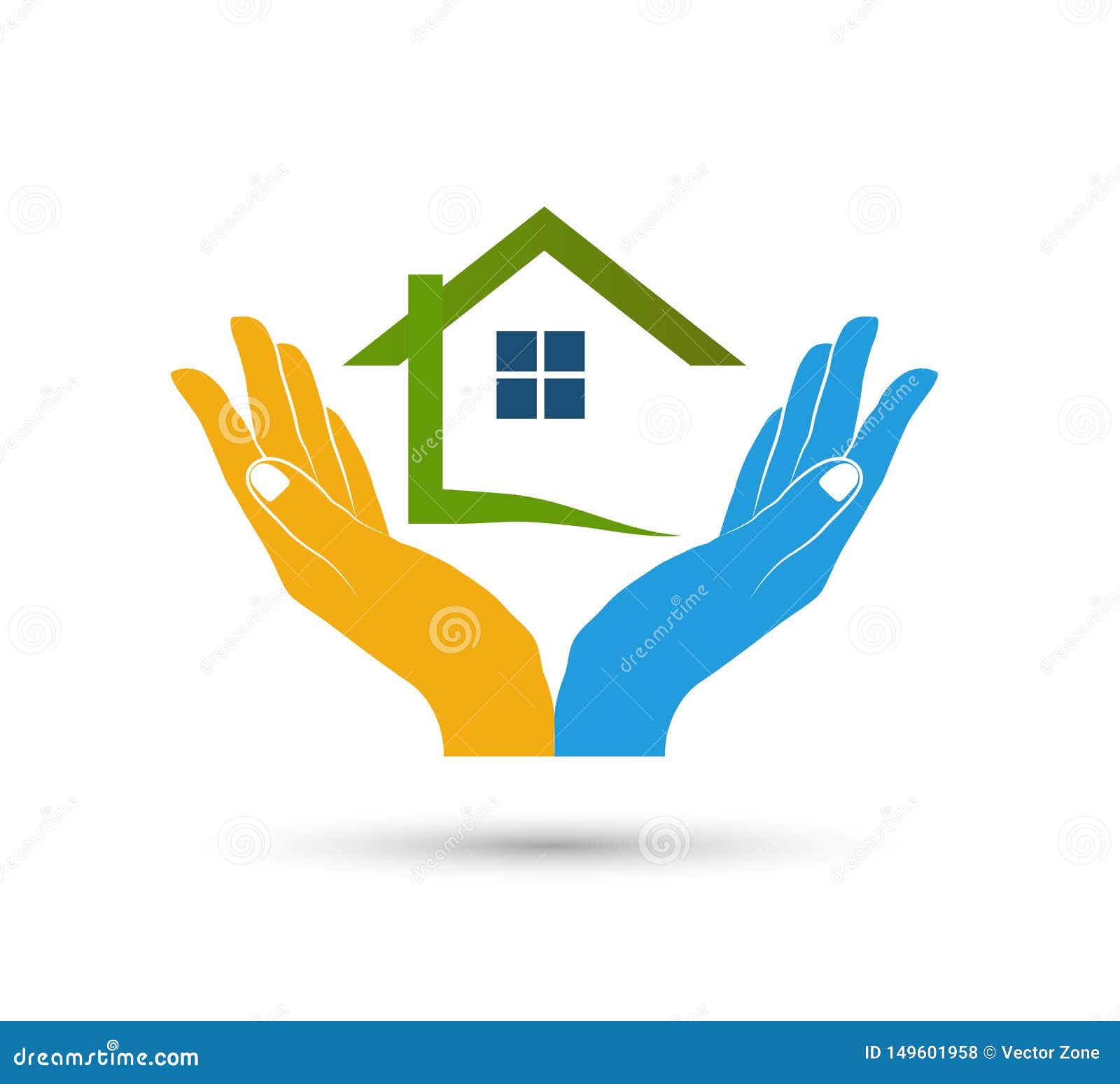 House Community Model Abstract in Hands Real Estate Logo Vector. Stock ...