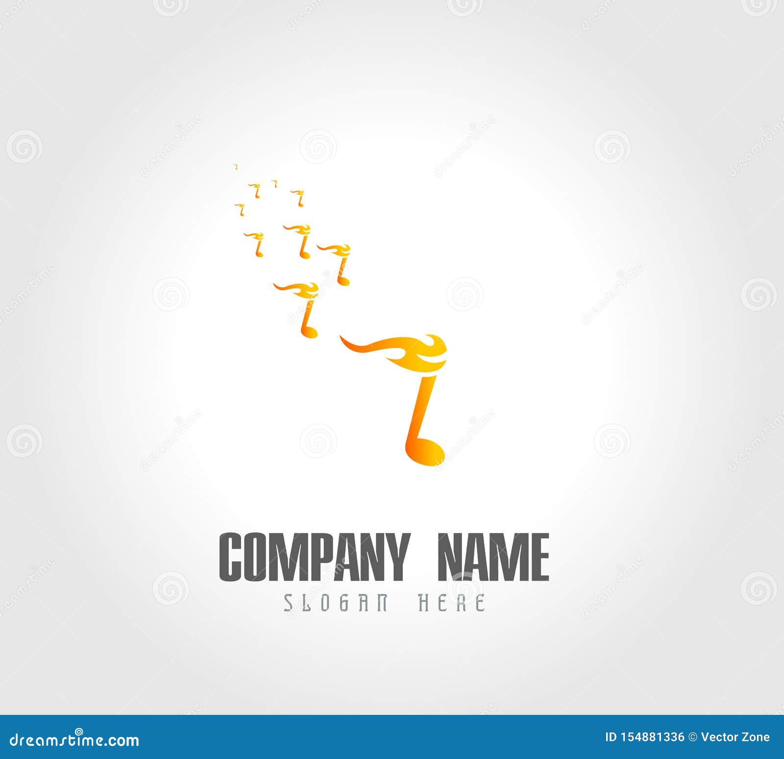 Icon of Musical Note Circle Logo. Fire and Symbol of Music - Vector ...