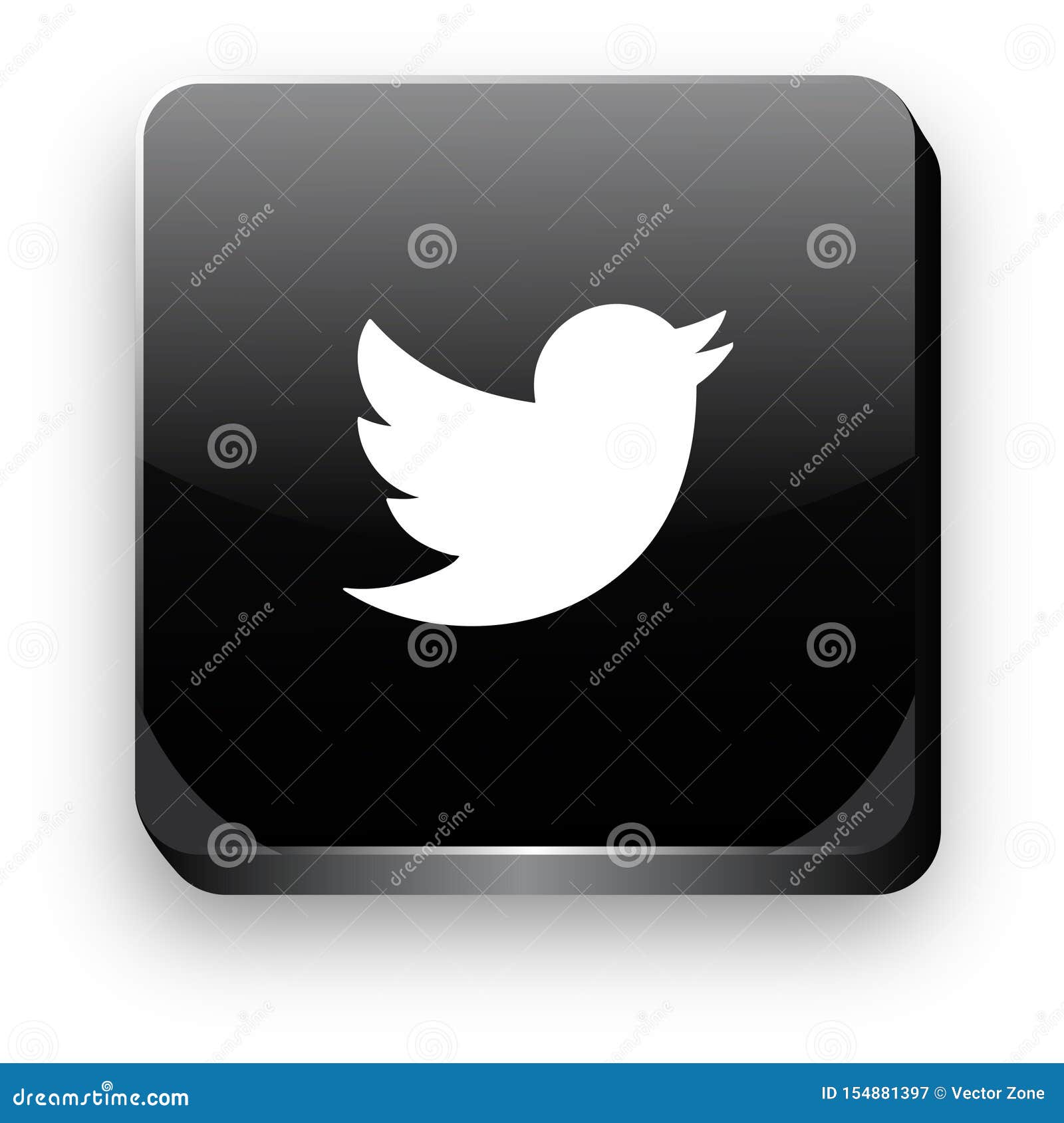 Twitter icon 3d button. editorial photography. Illustration of twitter ...