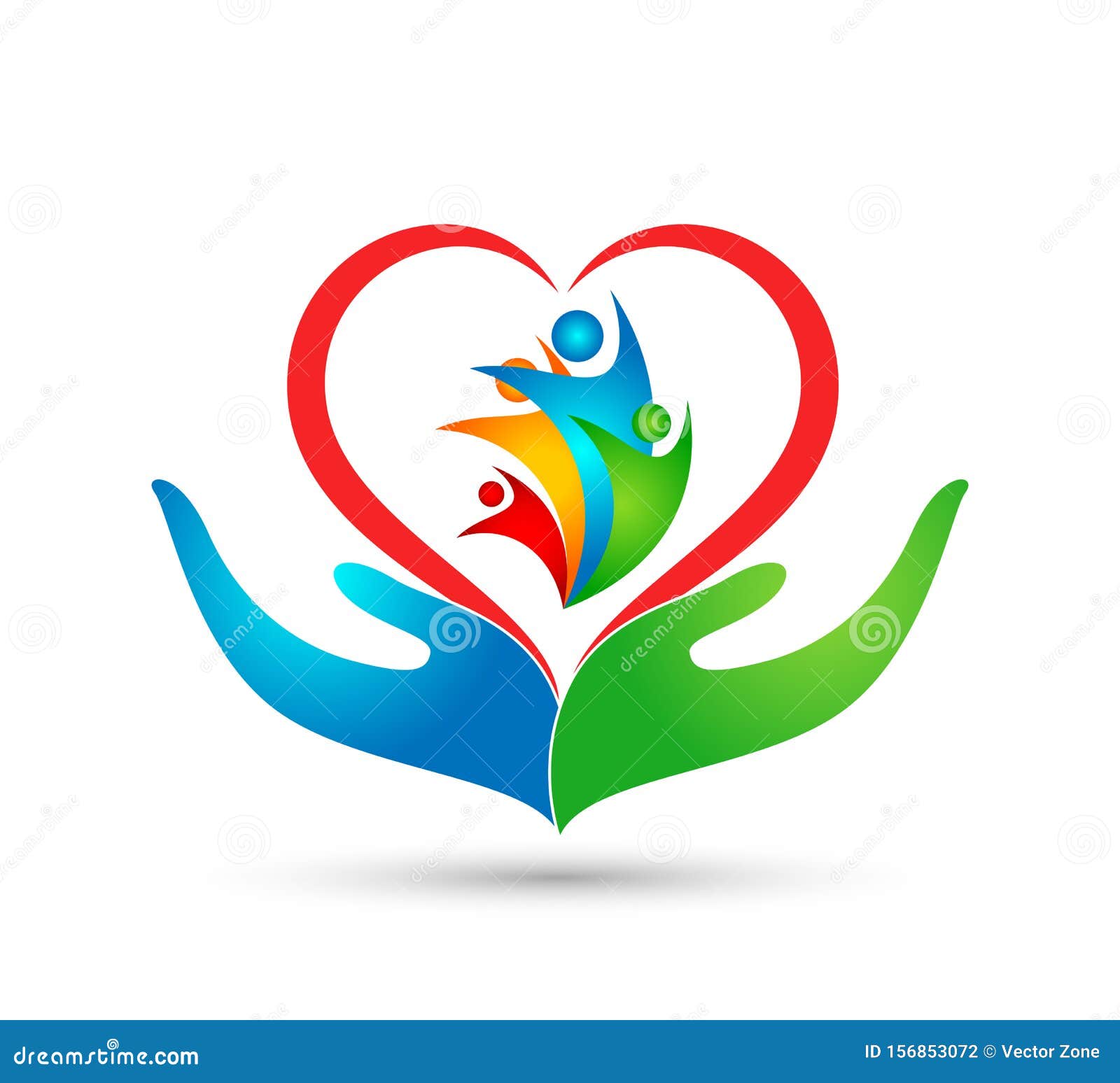 Family in Happy Union Logo, Family, Parent, Kids, Red Heart Shaped Love ...