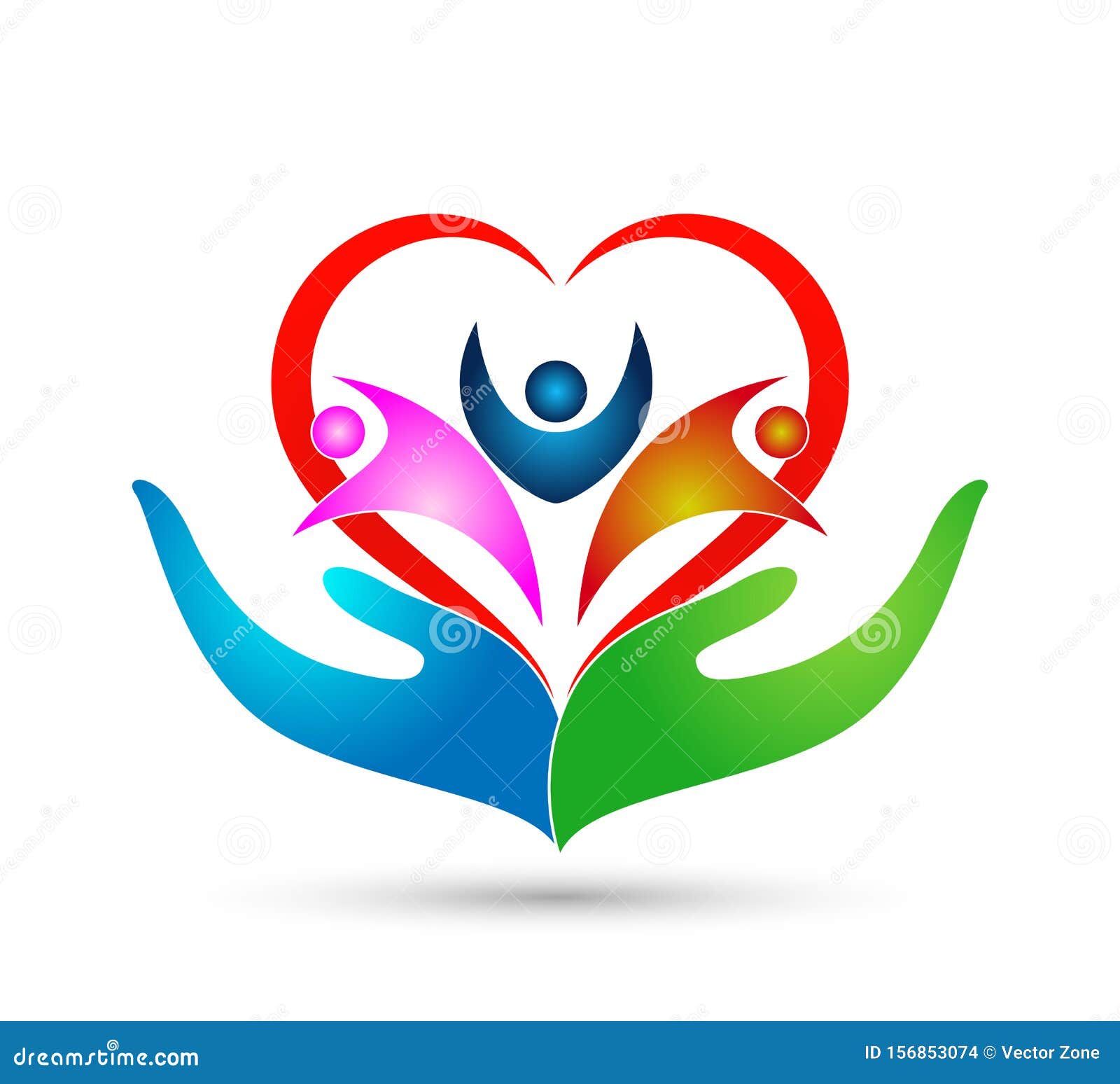 Family in Happy Union Logo, Family, Parent, Kids, Red Heart Shaped Love ...