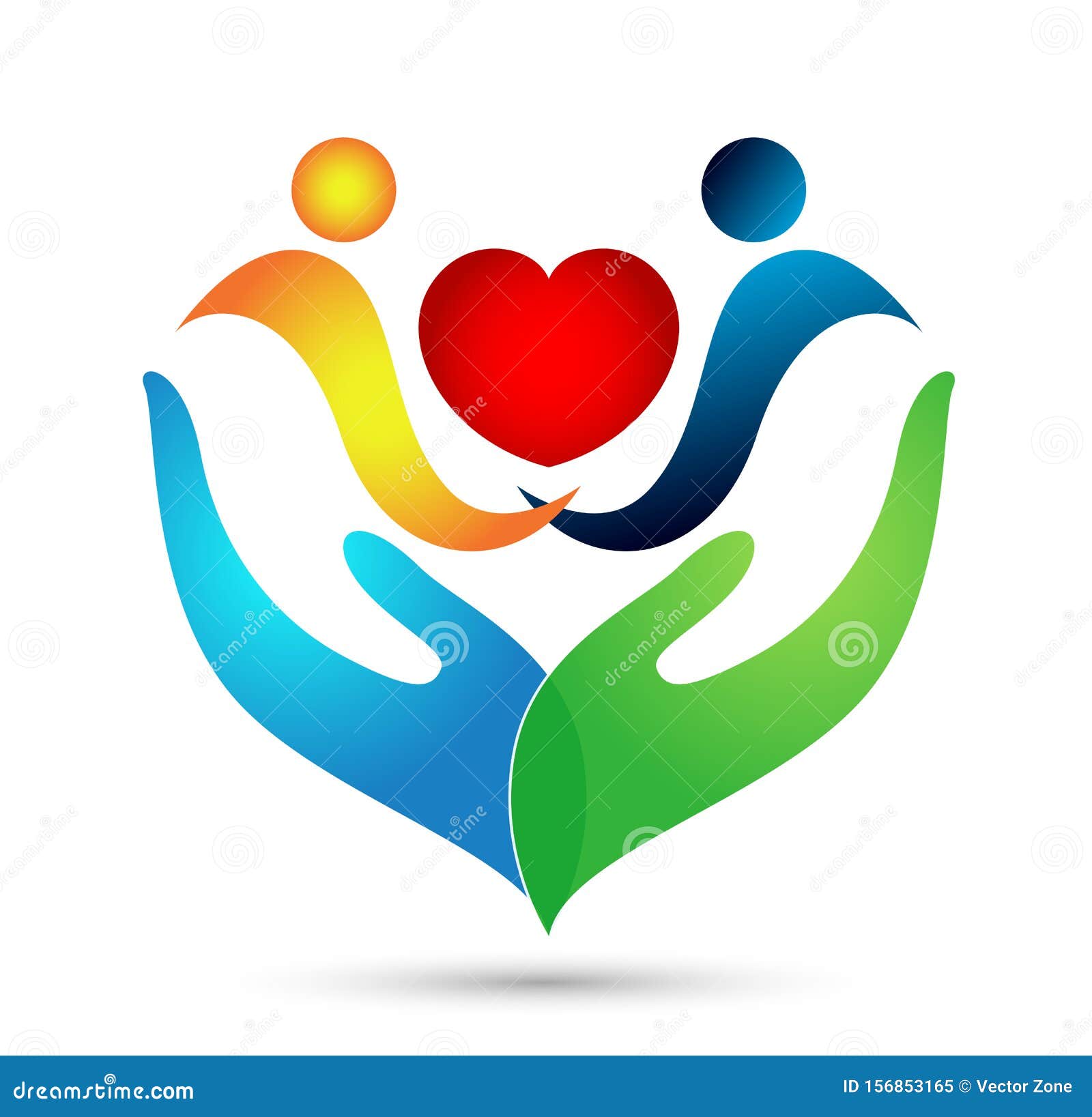 Family in Happy Union Logo, Blue Heart Shaped Love, Parenting, Care ...