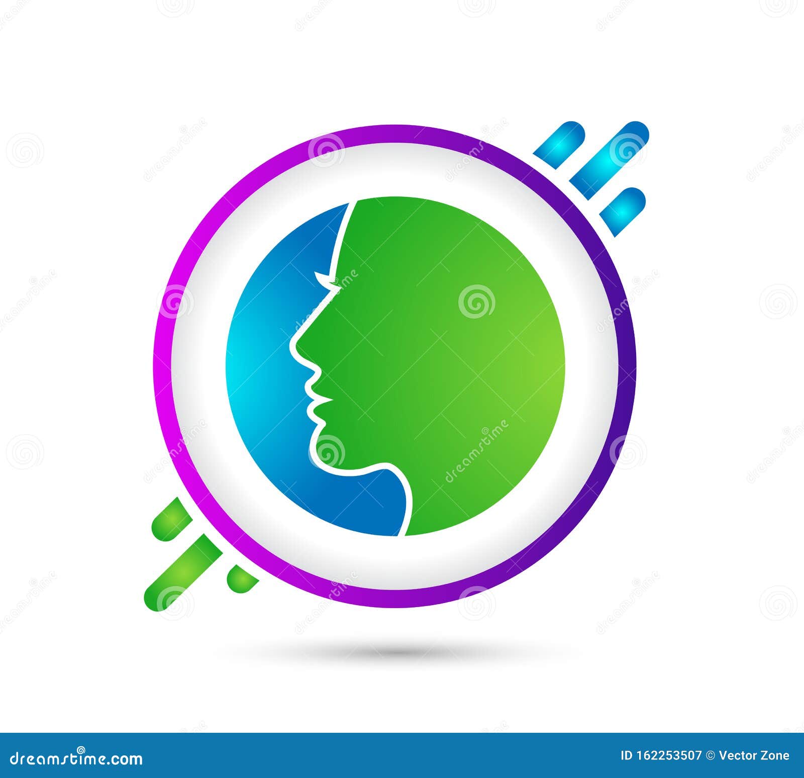 Human Head Face Logo in Circle, Badge, Creative Brain Man. Digital ...