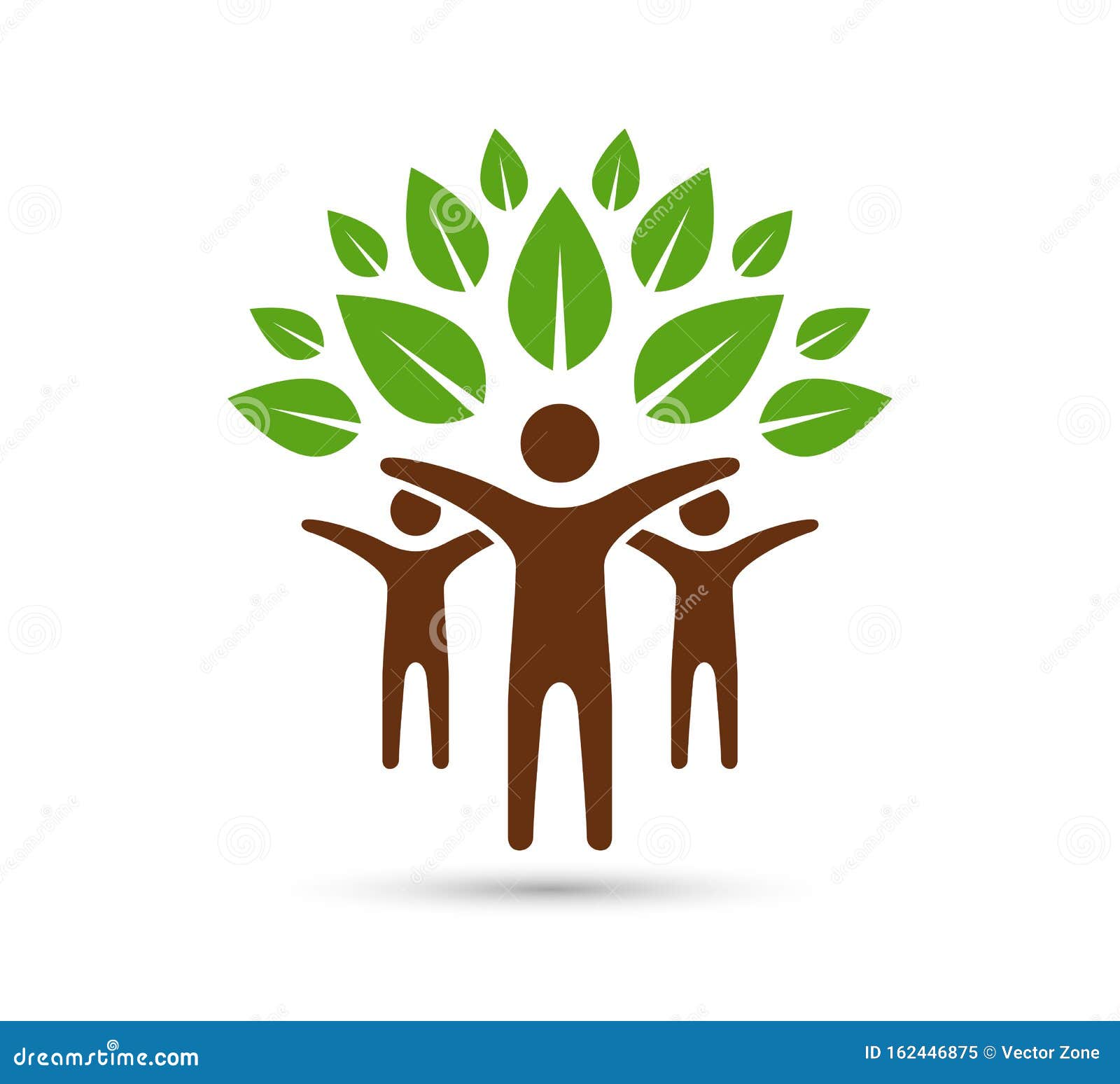 Green Tree Care People Team Icon Logo. Tree Care Logo Colorful Spirit ...