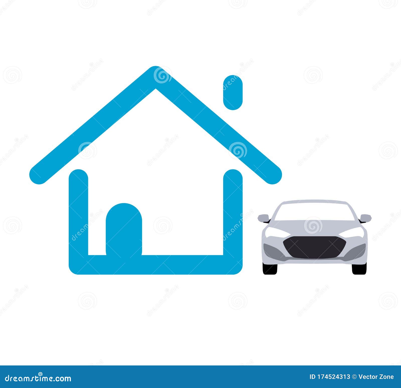 House with a Car Icon Vector. Stock Vector - Illustration of collection ...