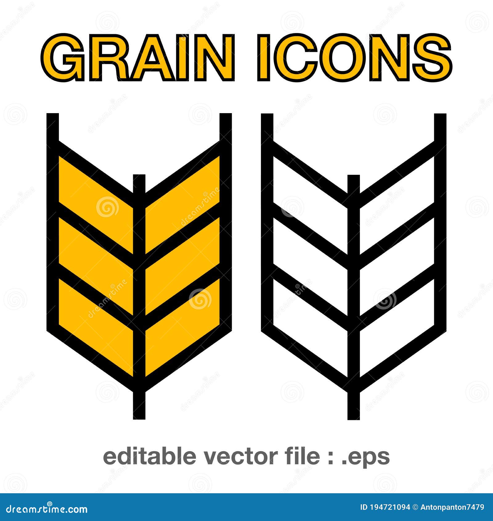 Grain Icons - Black and White and Yellow Colored Version- Full Editable ...