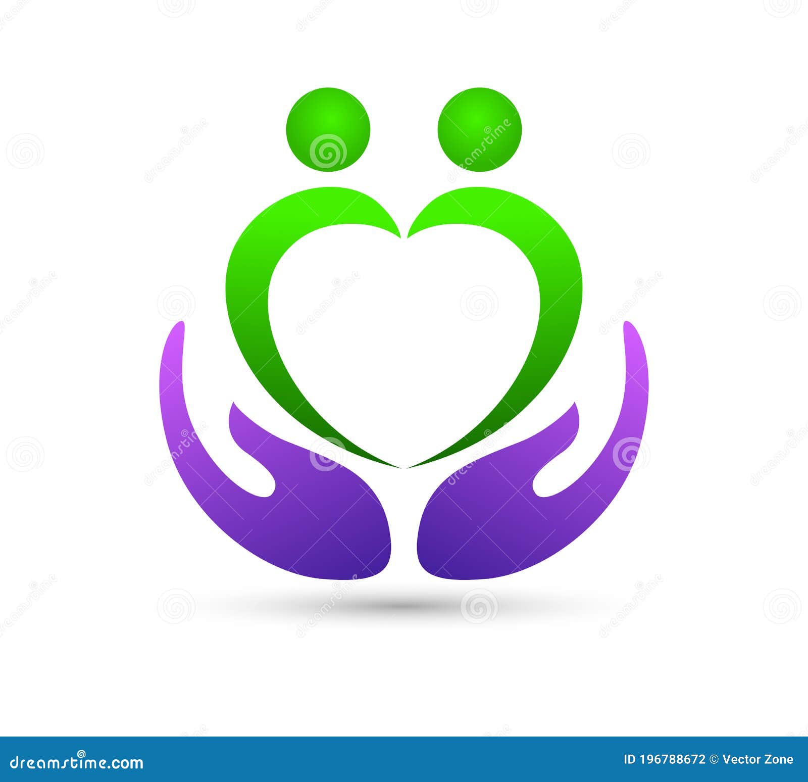 People Couple Together Heart Health Care Icon in Hands Logo. Stock ...