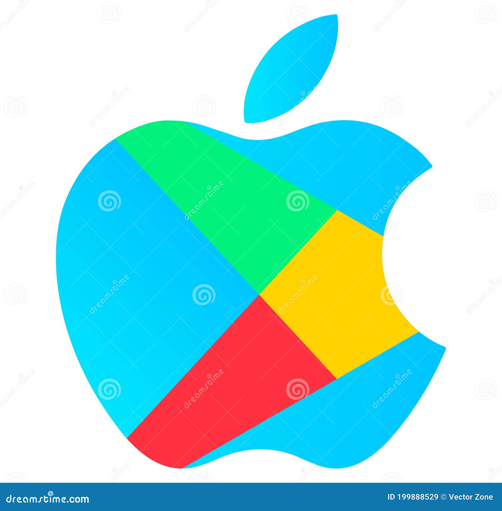 Apple Logo Icon With Google Play Store Icon Color. Cartoon Vector ...
