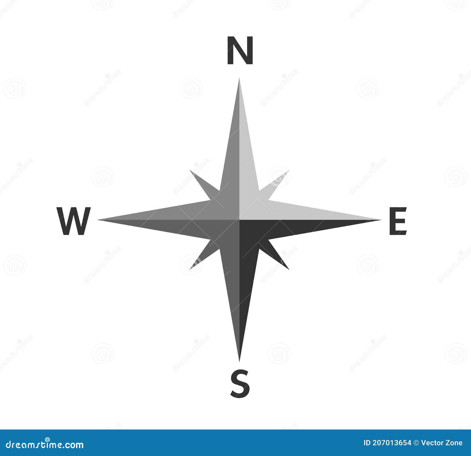 Compass Main Directions Icon Black White Background Vector Illustration ...