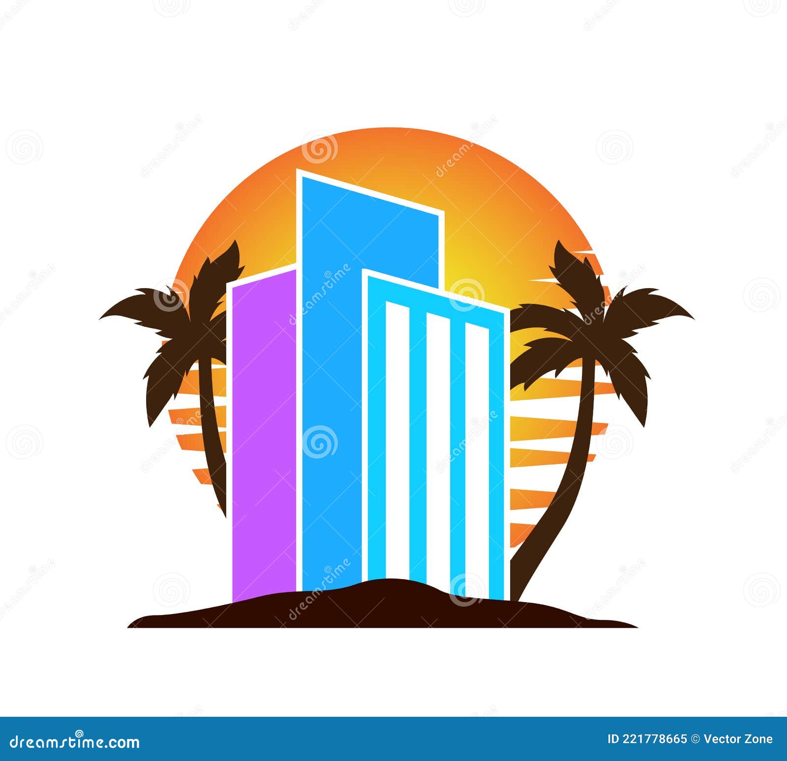 Building Hotel Sundown Evening Company Logo Business Vector Design ...