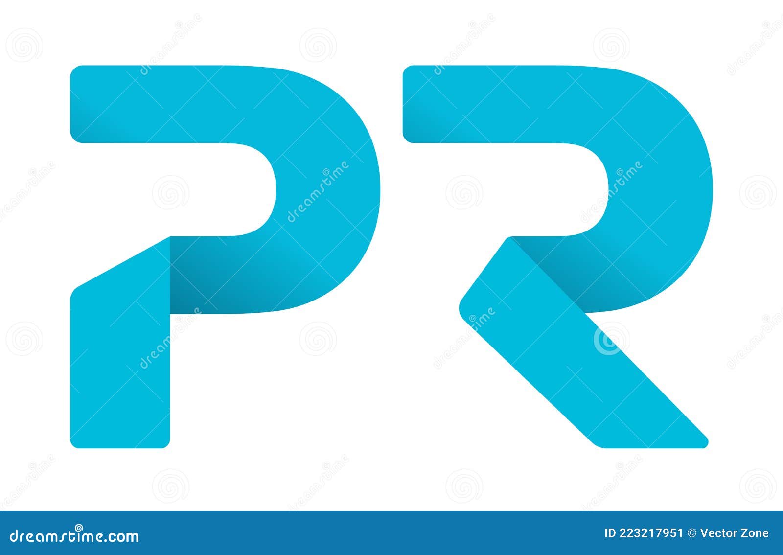 PR Logo. Paper Strip Folded Style, Public Relations Emblem. Blue and ...