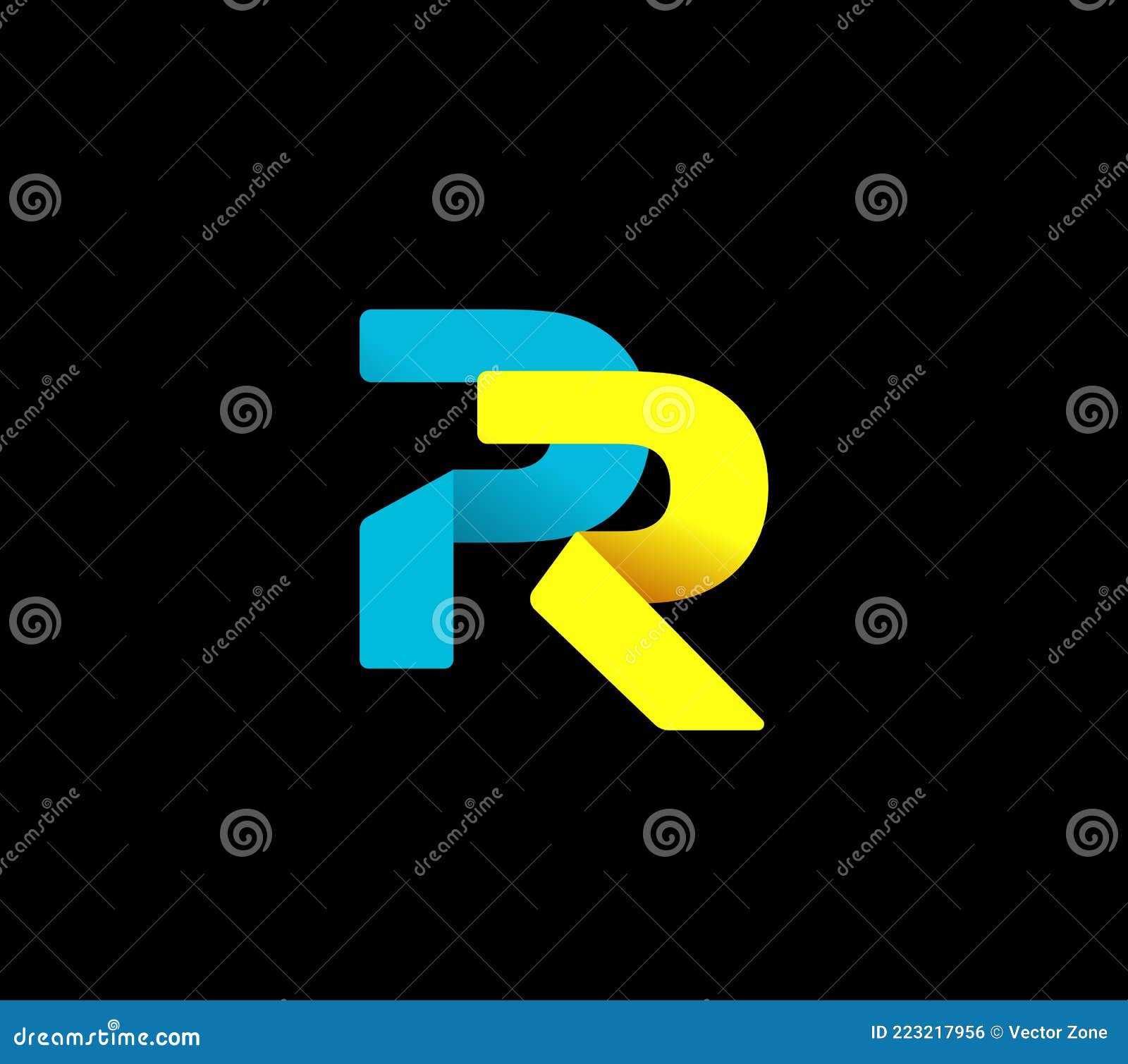 PR Logo. Paper Strip Folded Style, Public Relations Emblem. Blue and ...