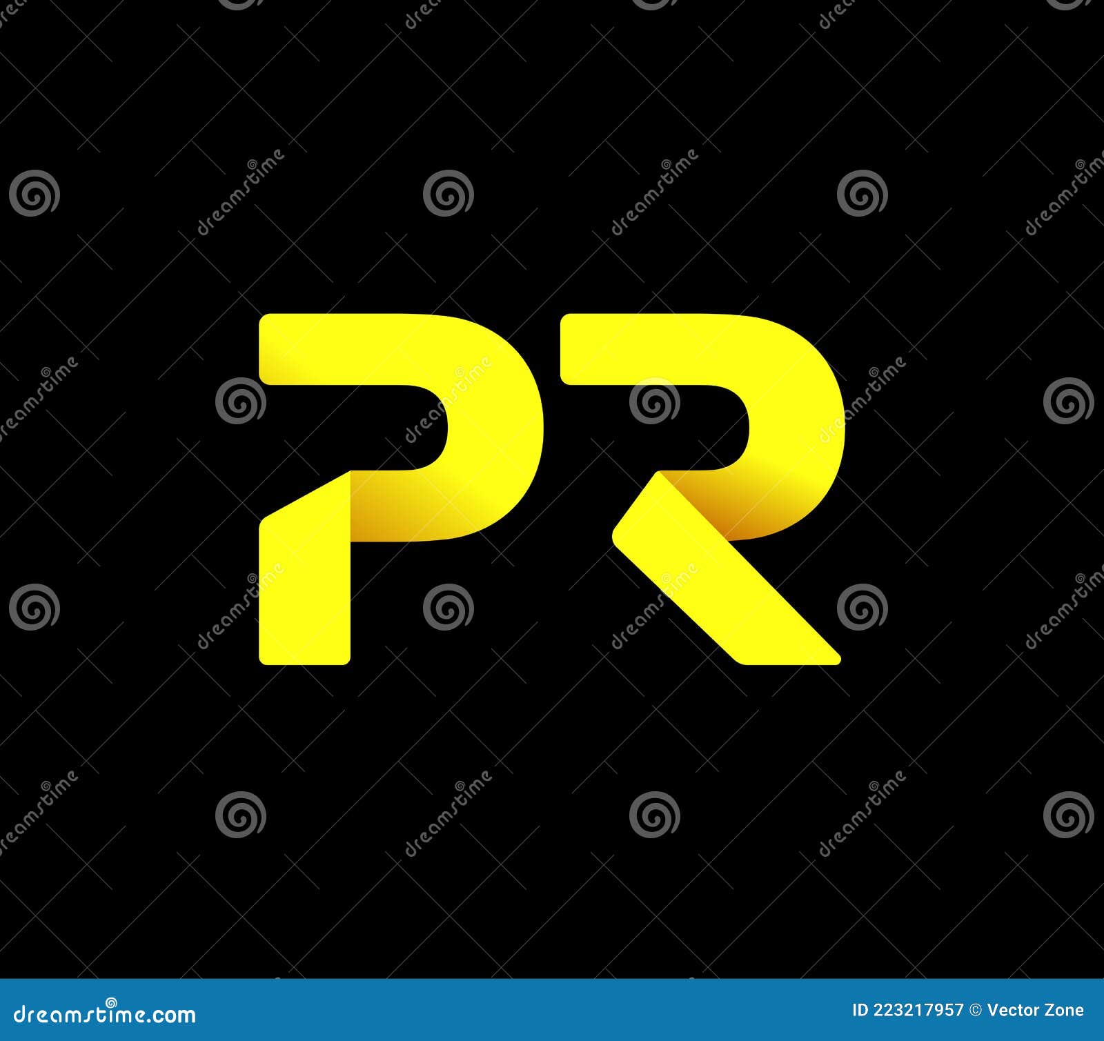 PR Logo. Paper Strip Folded Style, Public Relations Emblem. Blue and ...