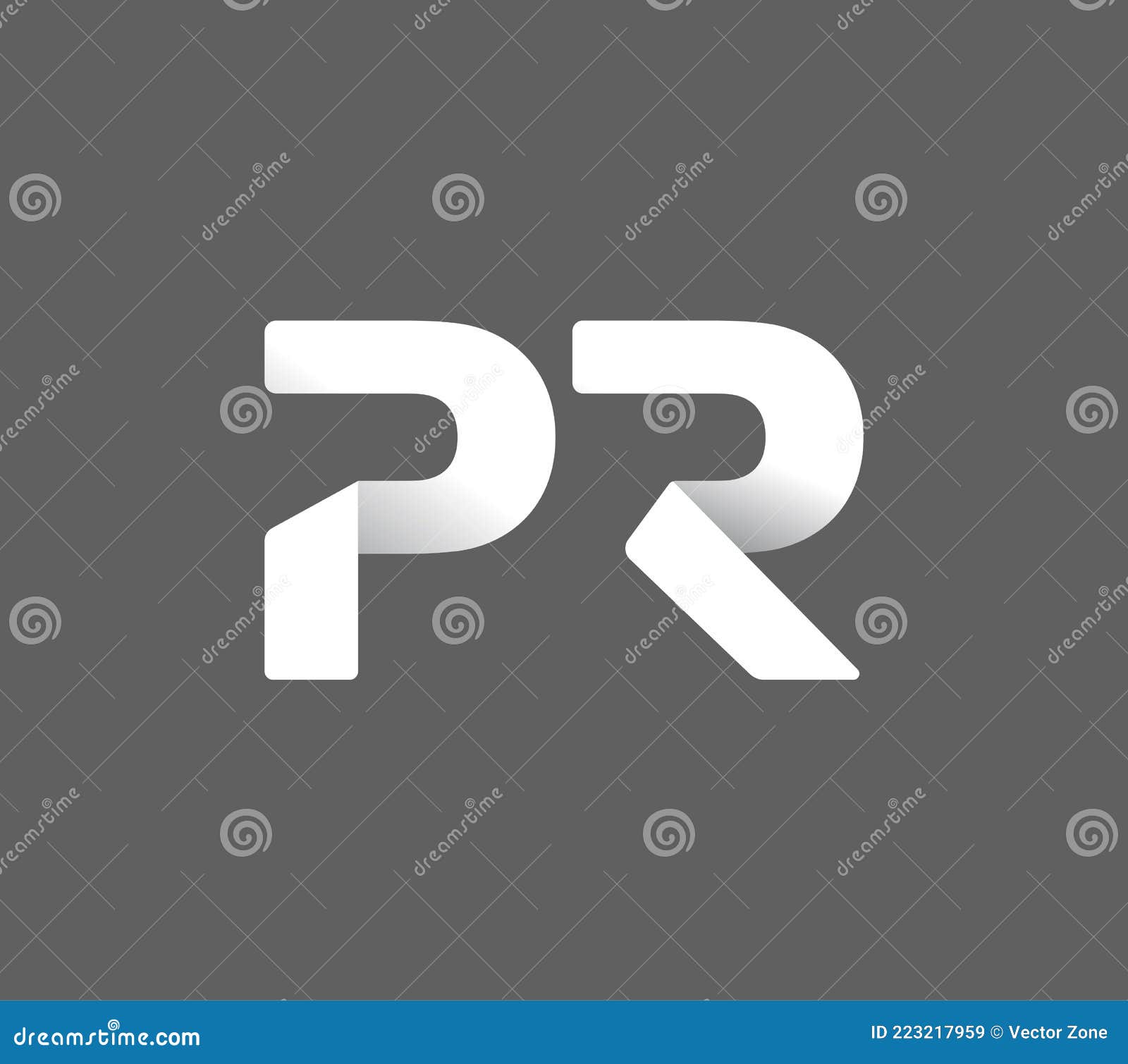 PR Logo. Paper Strip Folded Style, Public Relations Emblem. Blue and ...