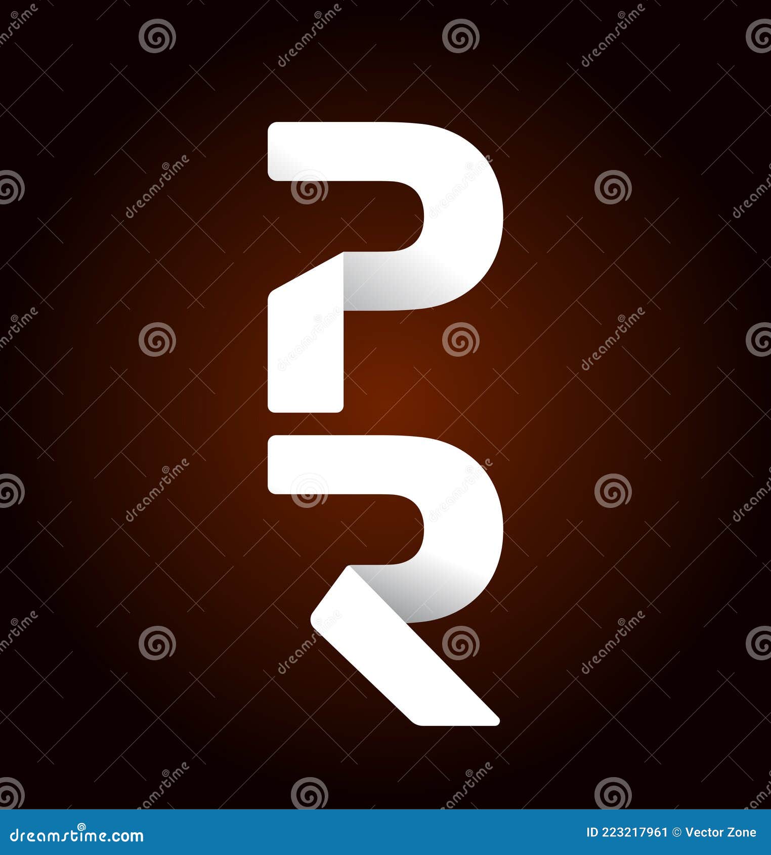 PR Logo. Paper Strip Folded Style, Public Relations Emblem. Blue and ...