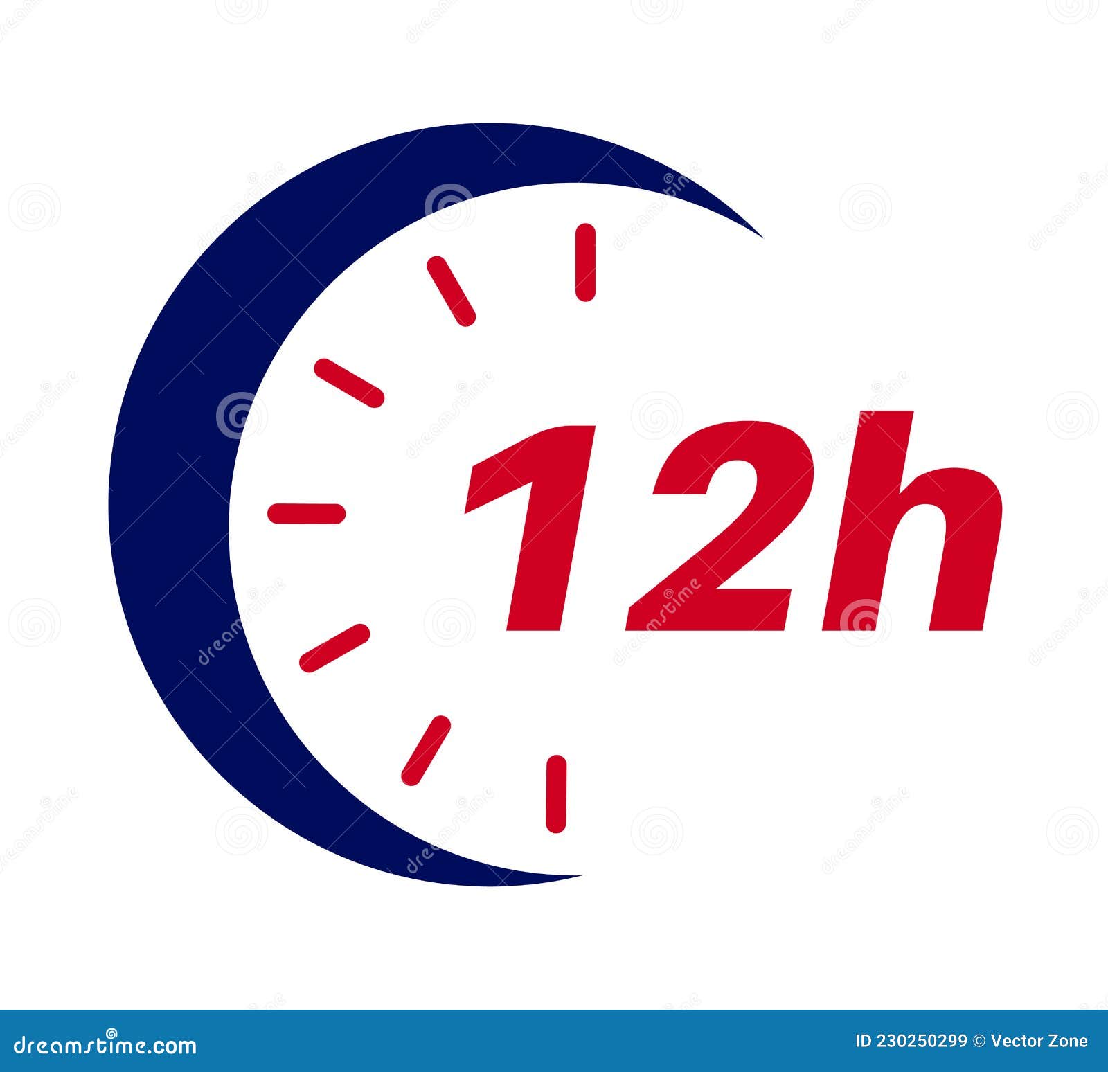 12 Hours Clock Vector Icon. Stock Vector - Illustration of service ...