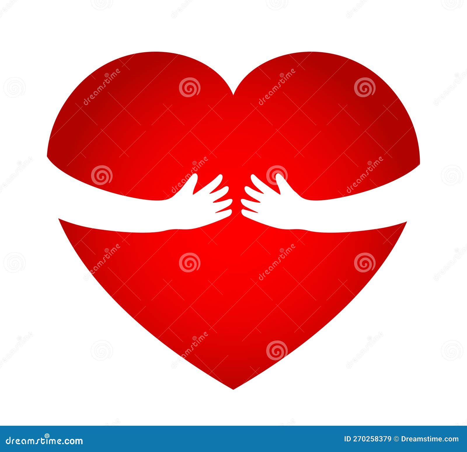 Red Heart Shape with Hand Embrace. Hug Yourself Logo Stock Vector ...