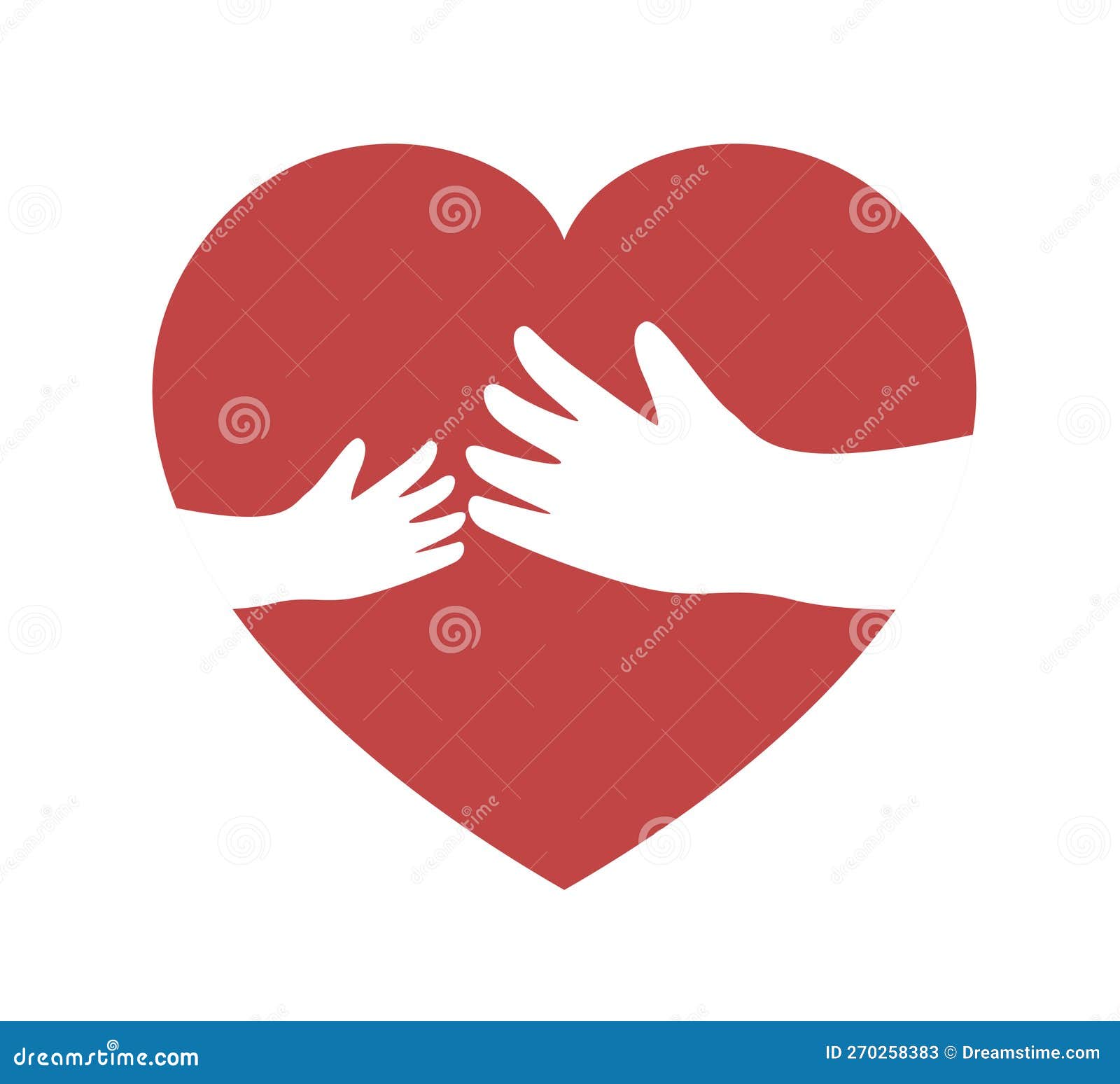 Red Heart Shape with Hand Embrace. Hug Yourself Logo Stock Vector ...
