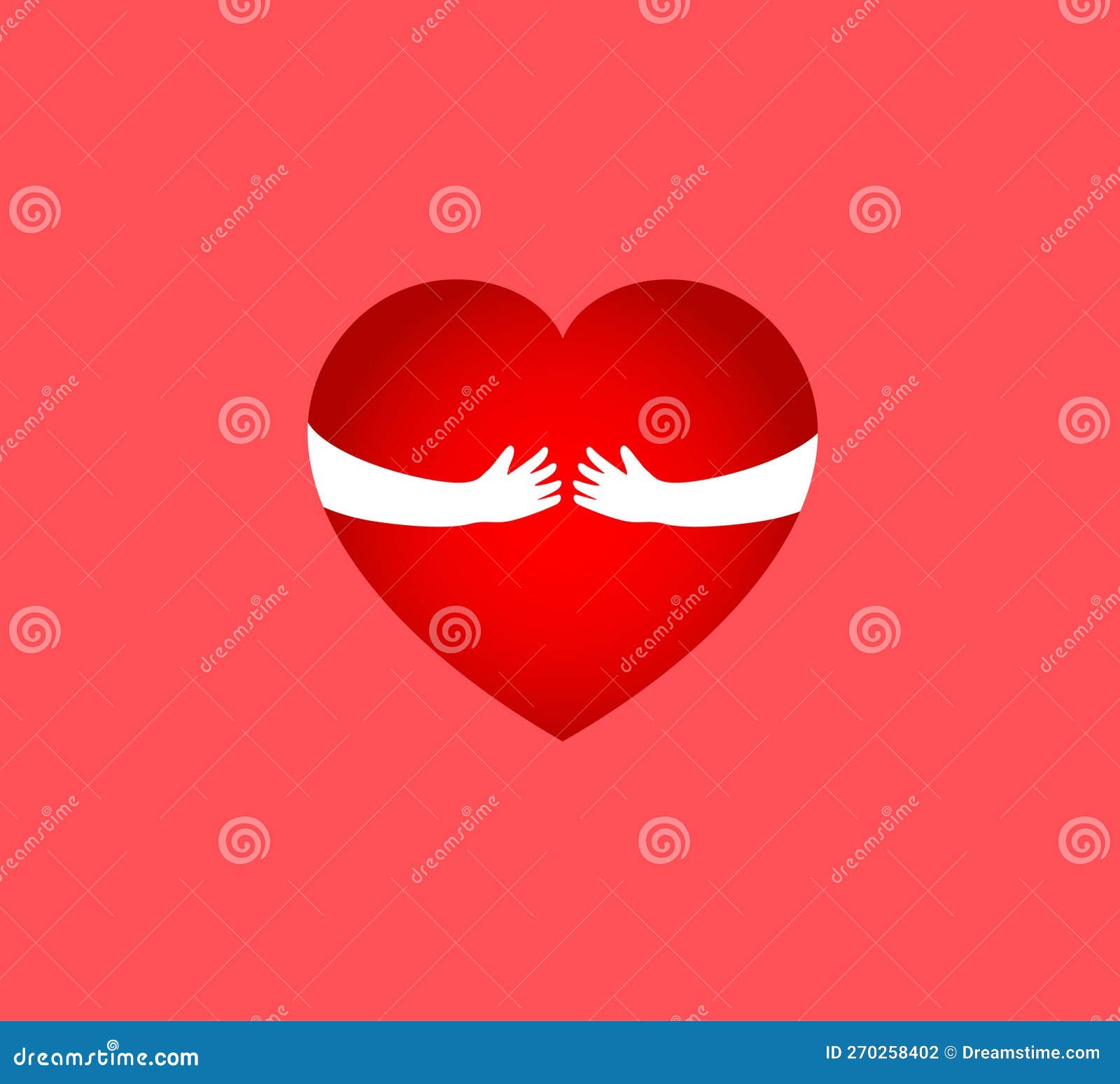Red Heart Shape with Hand Embrace. Hug Yourself Logo Stock Vector ...